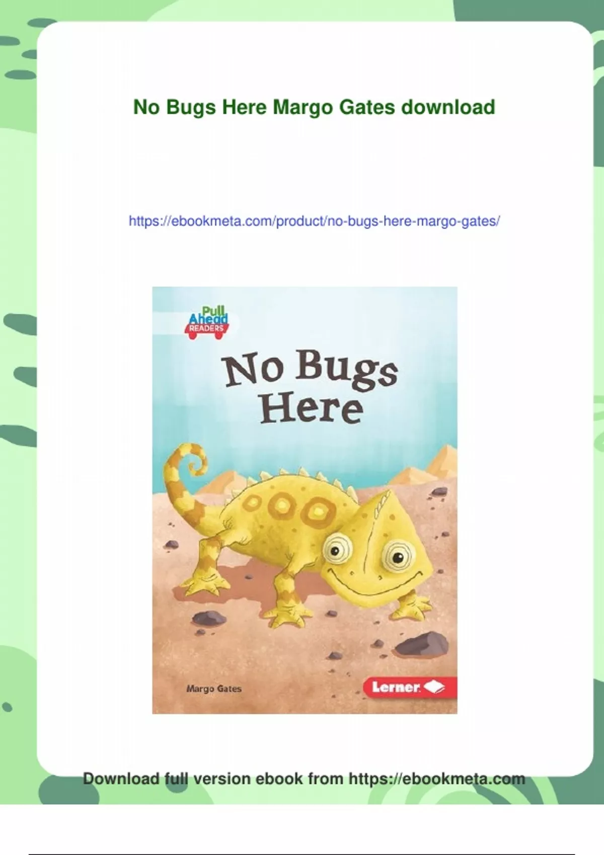 Summary No Bugs Here Margo Gates - Digital Download - Ebookmeta - Stuvia US