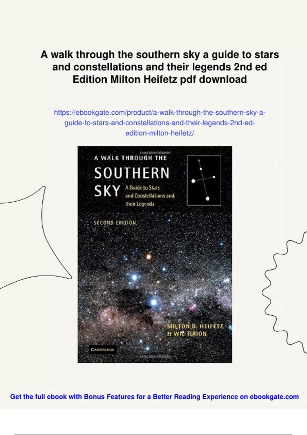 Summary A walk through the southern sky a guide to stars and ...