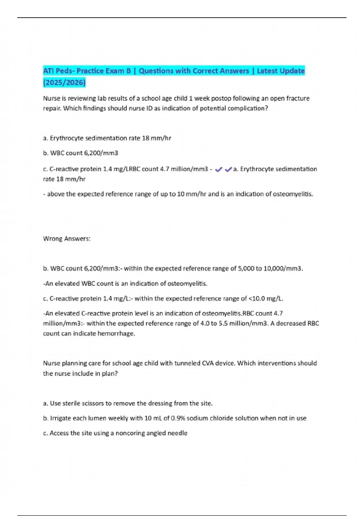 ATI Peds- Practice Exam B | Questions with Correct Answers | Latest ...