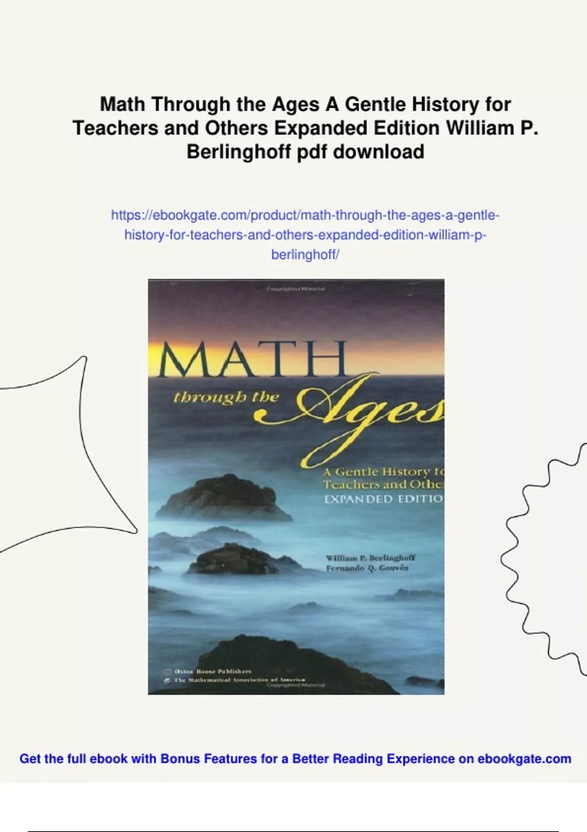 Summary Math Through the Ages A Gentle History for Teachers and Others ...