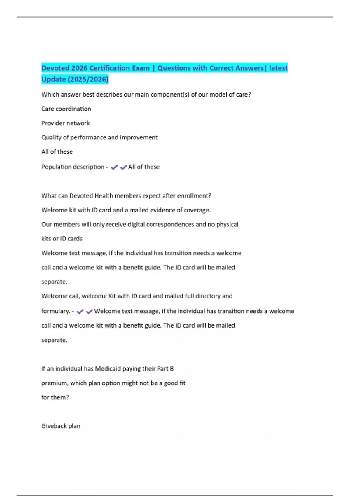 Devoted 2026 Certification Exam | Questions with Correct Answers ...