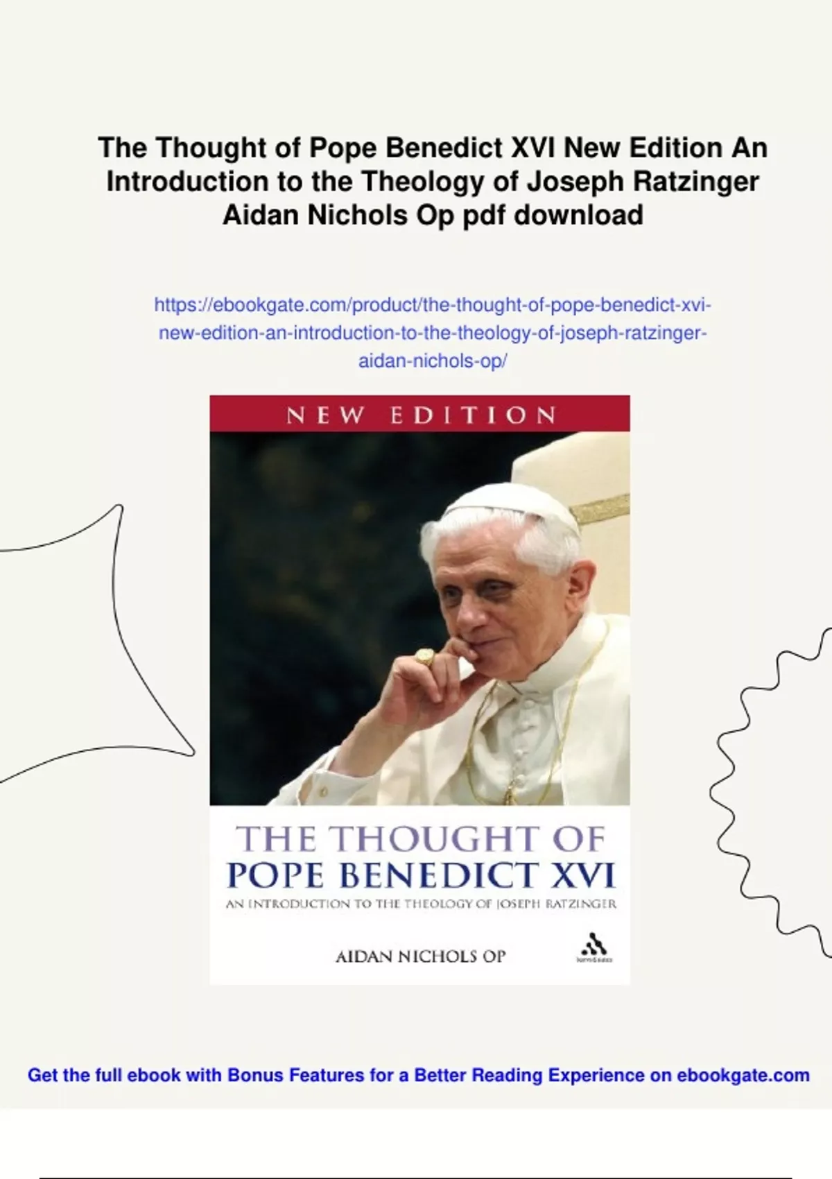 Summary The Thought of Pope Benedict XVI New Edition An Introduction to ...
