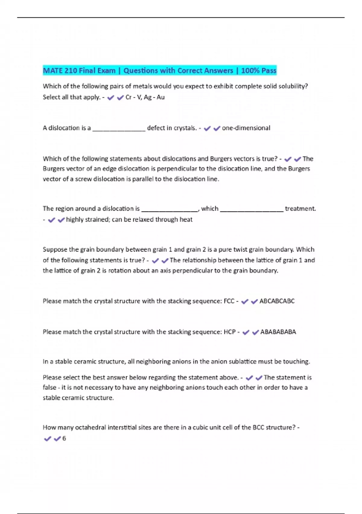 MATE 210 Final Exam | Questions with Correct Answers | 100% Pass - Mate ...