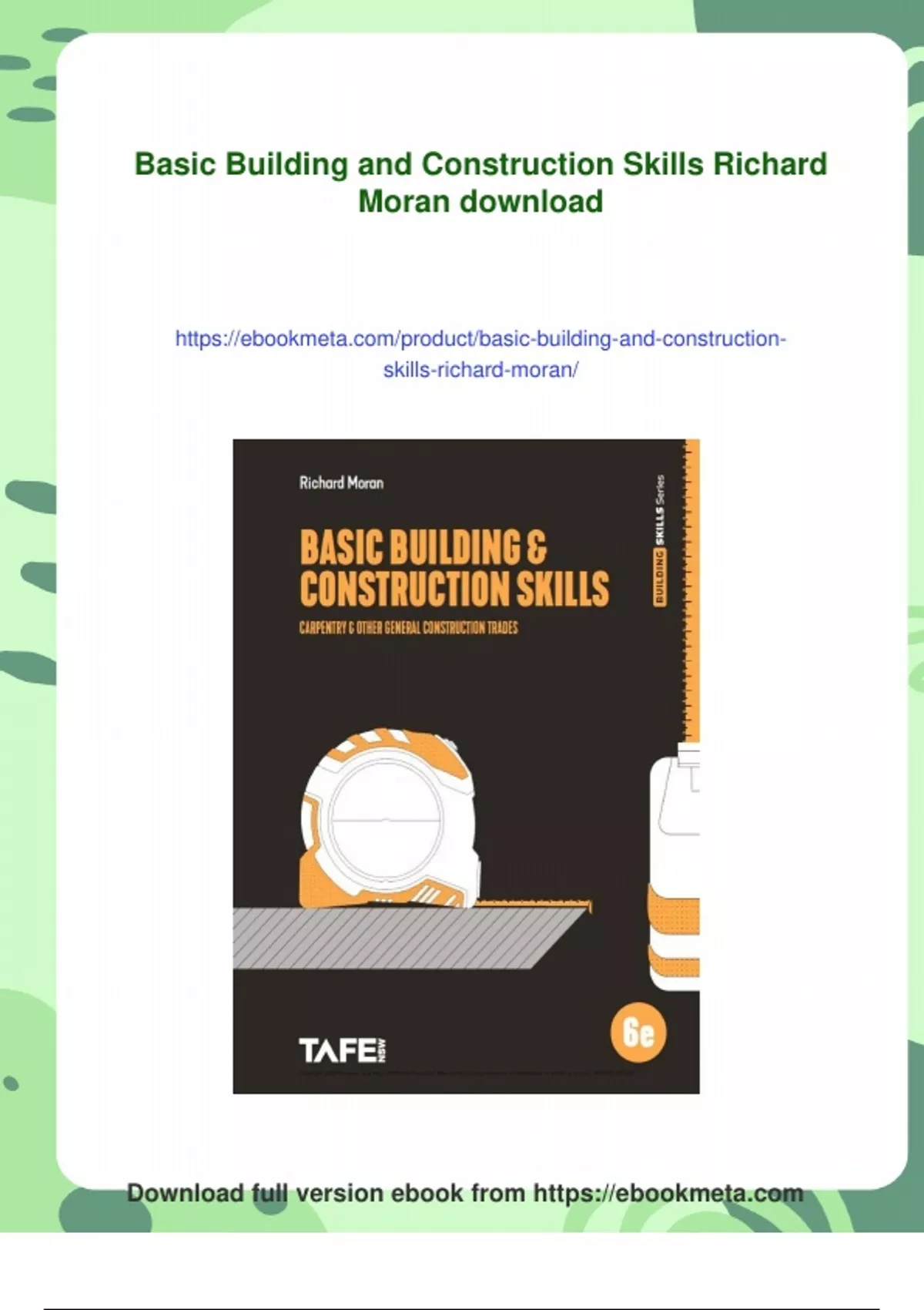 Summary Basic Building and Construction Skills Richard Moran - Digital ...