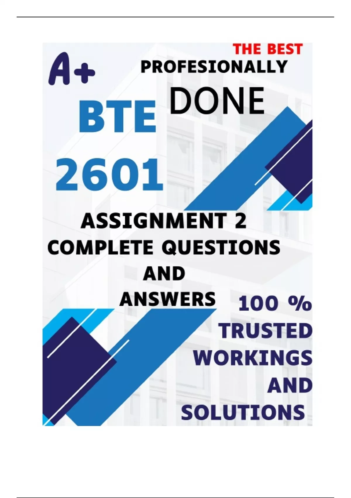 BTE2601 Assignment 2 (COMPLETE ANSWERS) 2025 - DUE 14 July 2025 ...