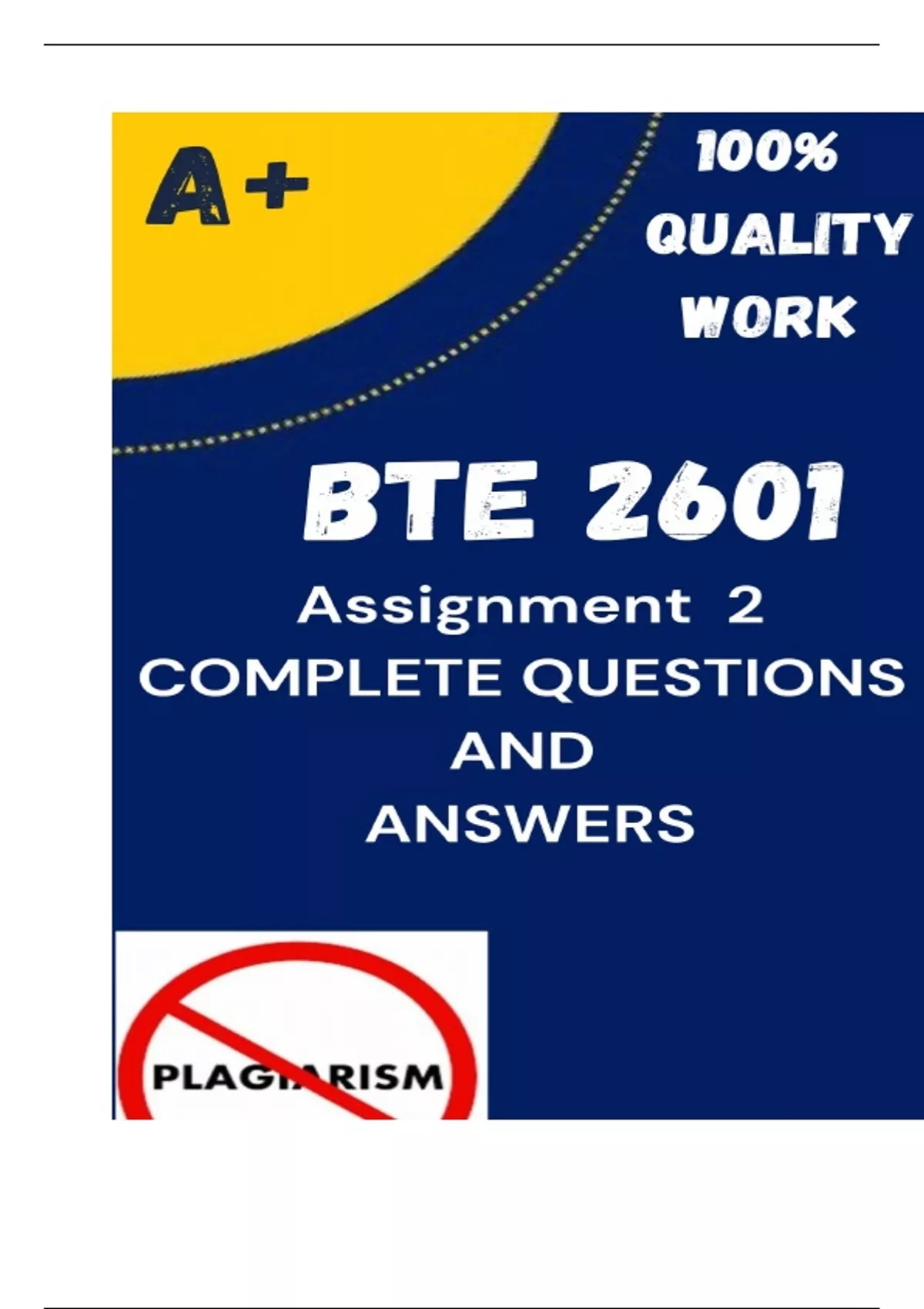 BTE2601 Assignment 2 (COMPLETE ANSWERS) 2025 - DUE 14 July 2025 ...