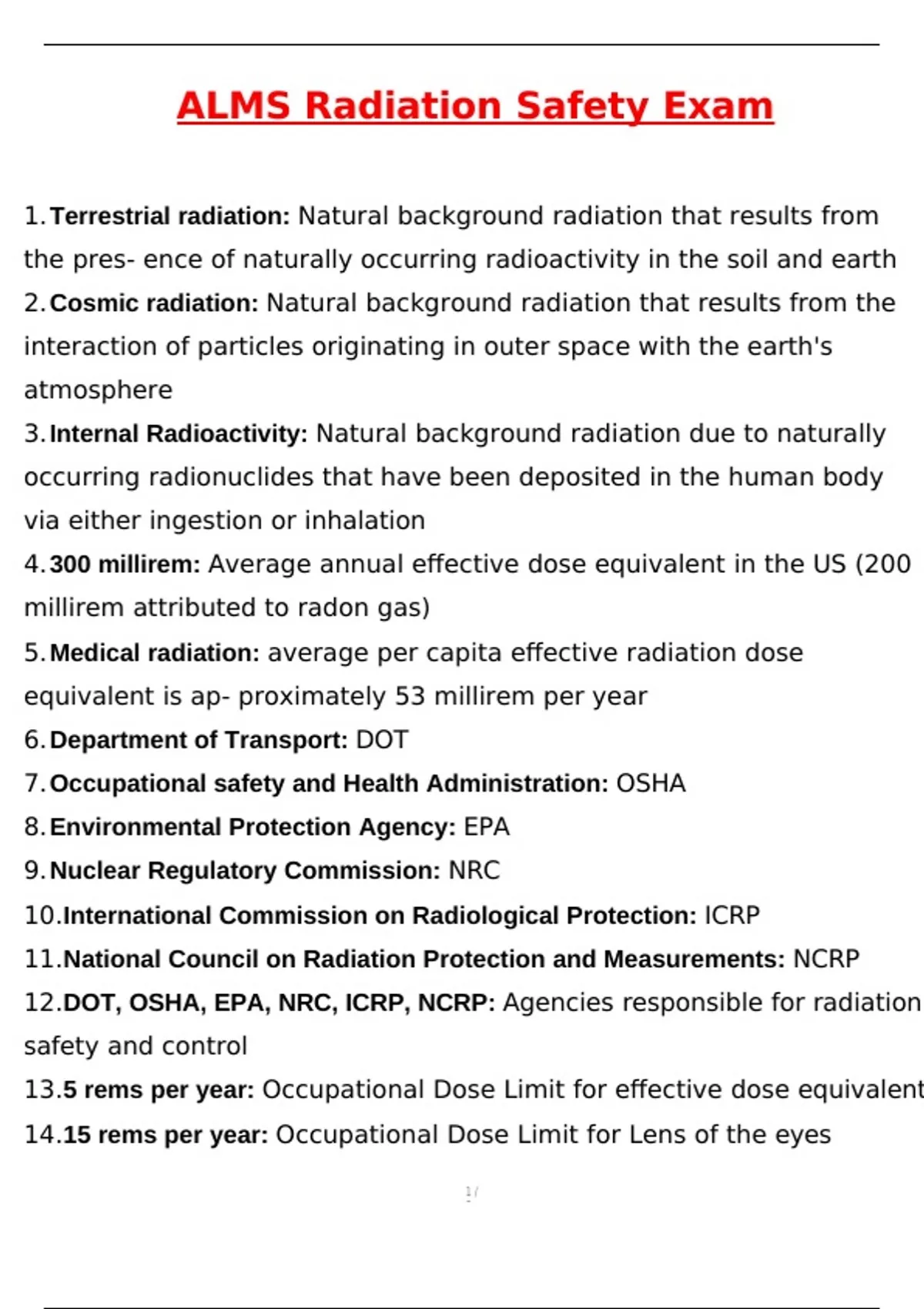 ALMS Radiation Safety Exam Actual 2025 Questions and Verified Answers ...