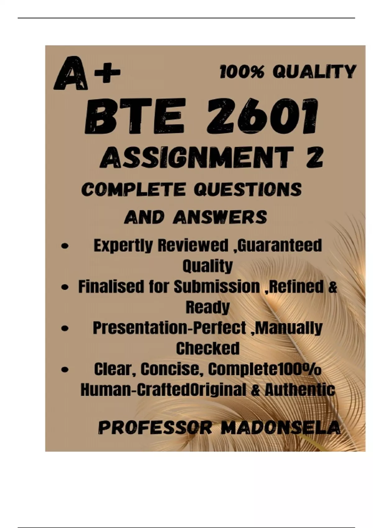 BTE2601 Assignment 2 (COMPLETE ANSWERS) 2025 - DUE 14 July 2025 ...