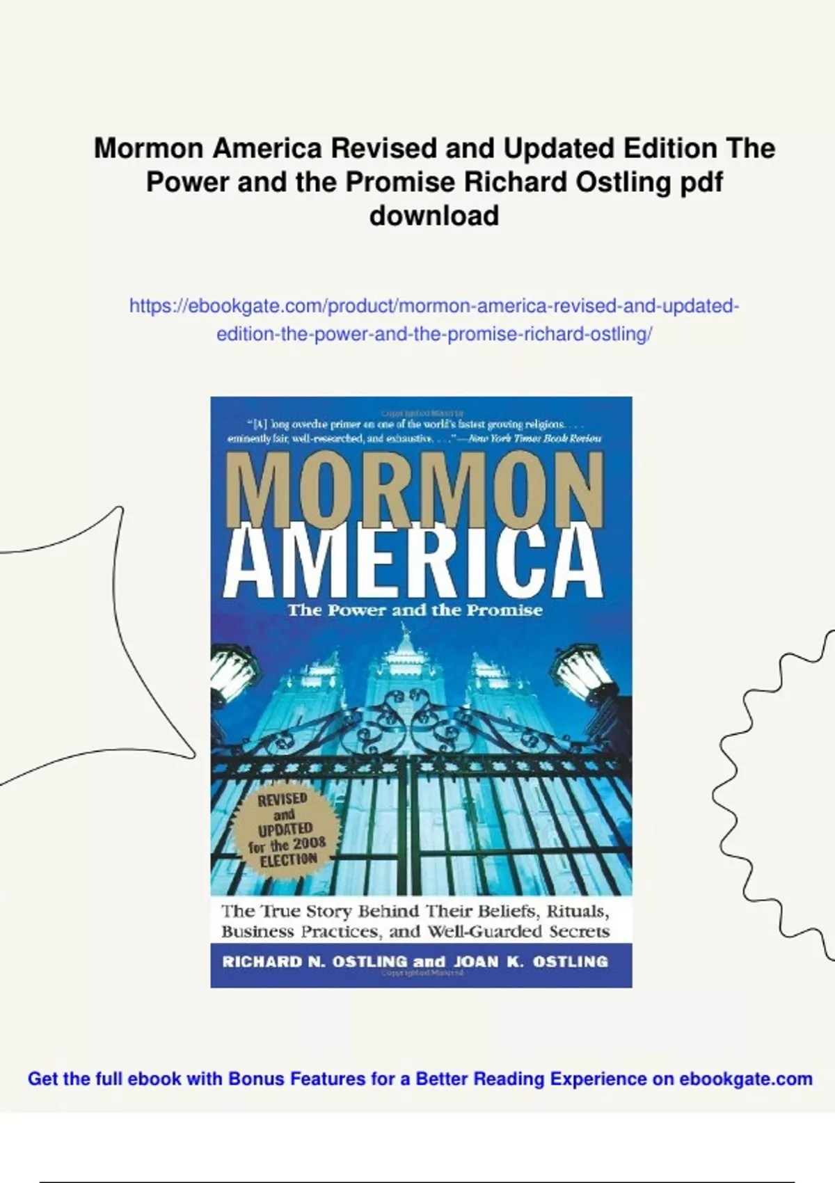 Summary Mormon America Revised and Updated Edition The Power and the ...