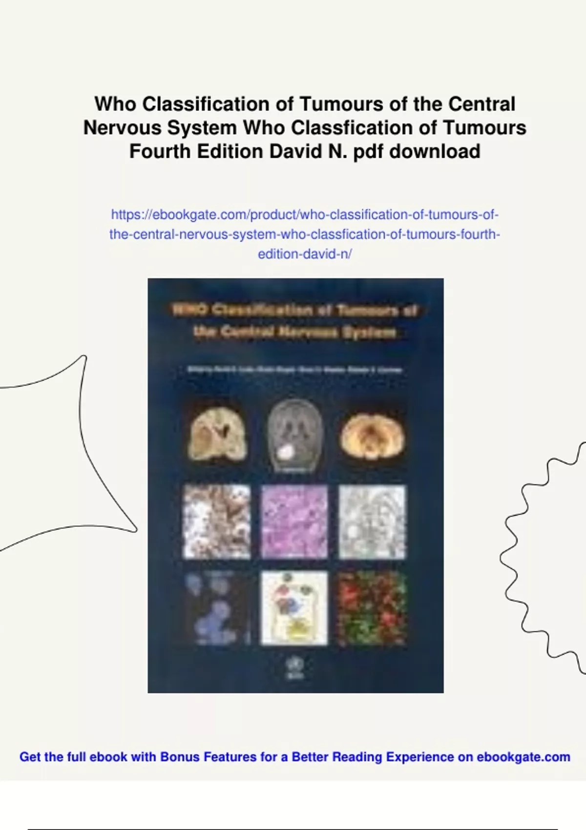 Summary Who Classification of Tumours of the Central Nervous System Who ...