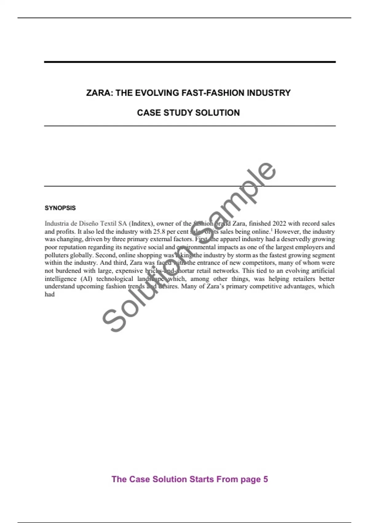Case Solution for Zara The Evolving Fast-Fashion Industry - Case ...