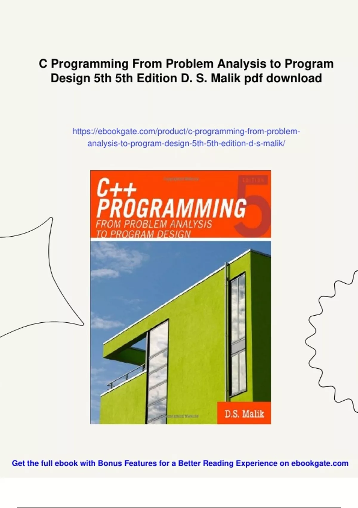 Summary C Programming From Problem Analysis to Program Design 5th 5th Edition D. S. Malik ...