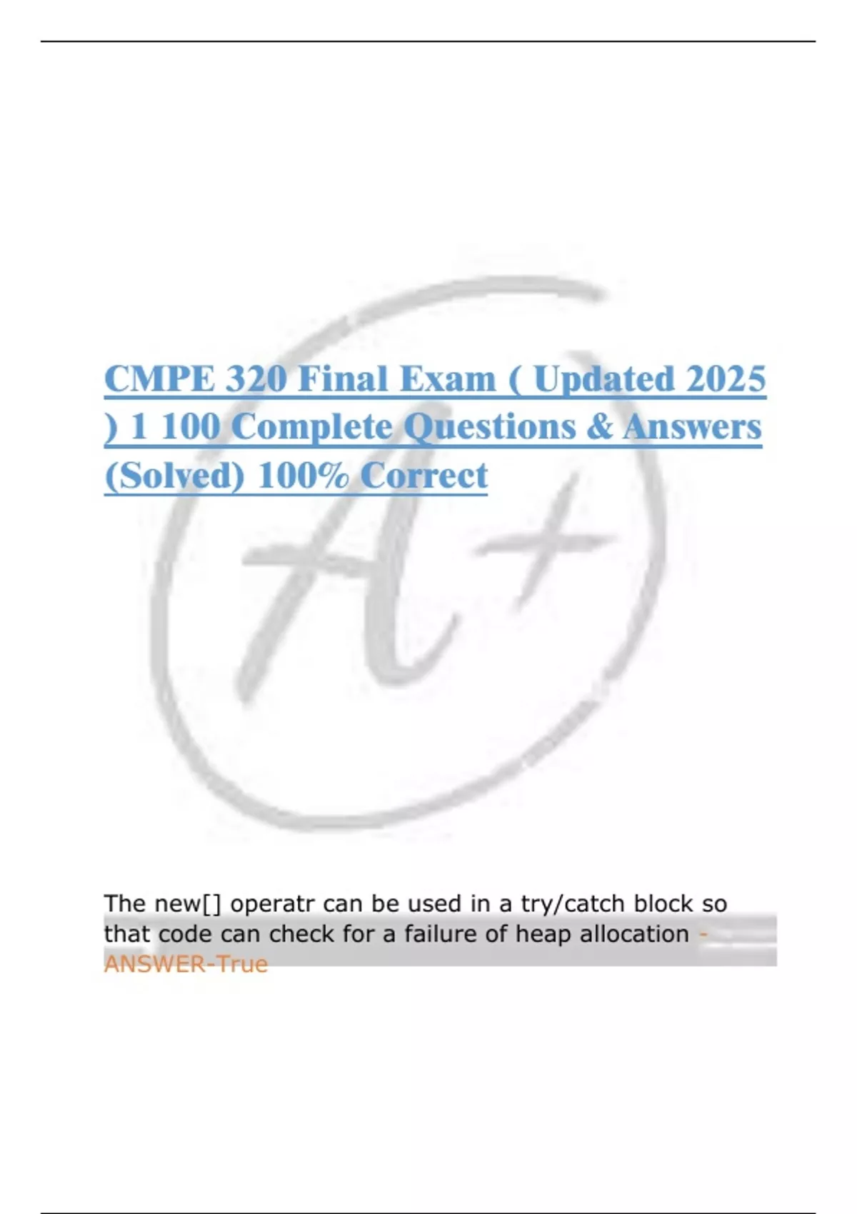 CMPE 320 Final Exam ( Updated 2025 ) 1 100 Complete Questions & Answers (Solved) 100% Correct ...