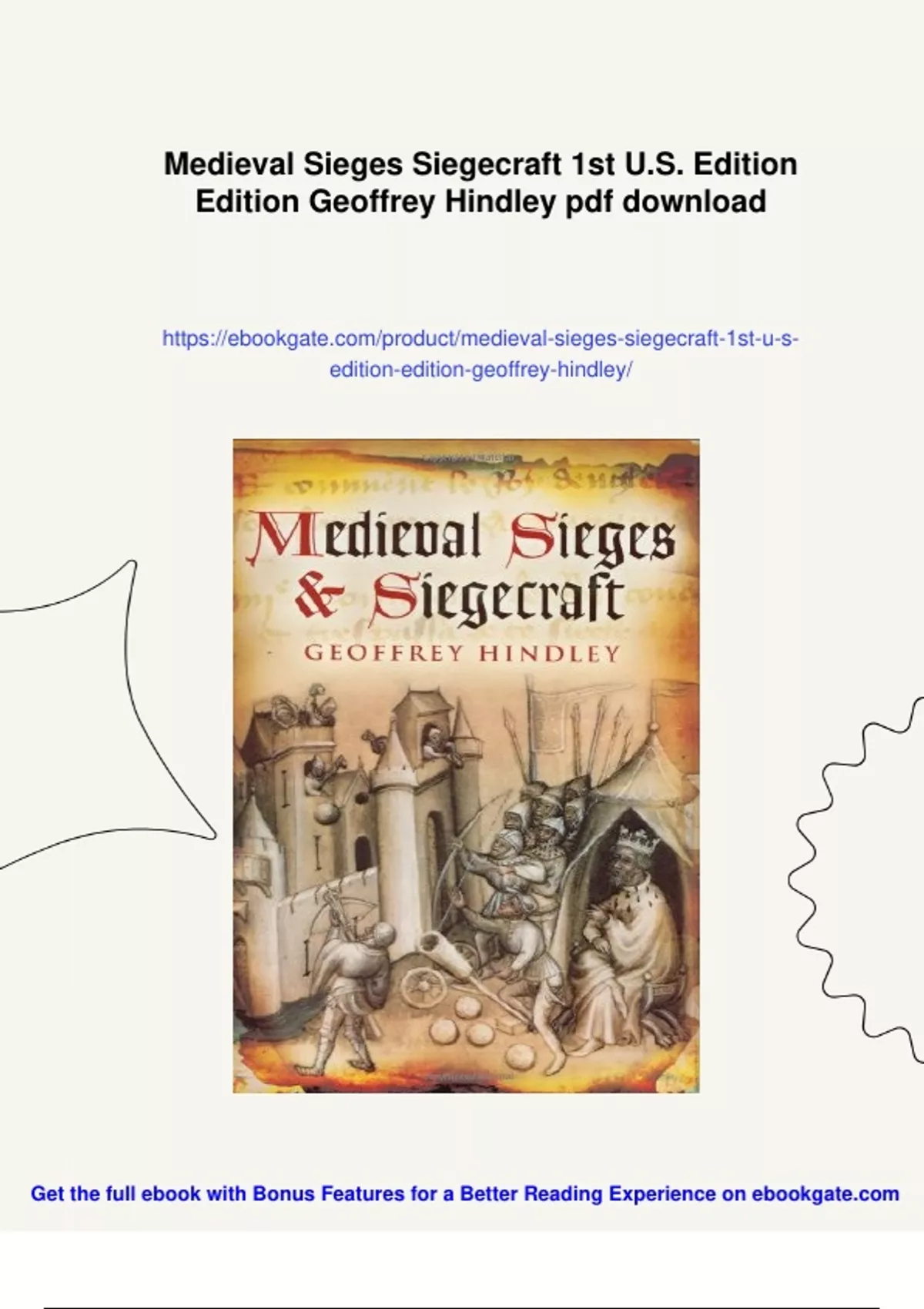 Summary Medieval Sieges Siegecraft 1st U.S. Edition Edition Geoffrey ...