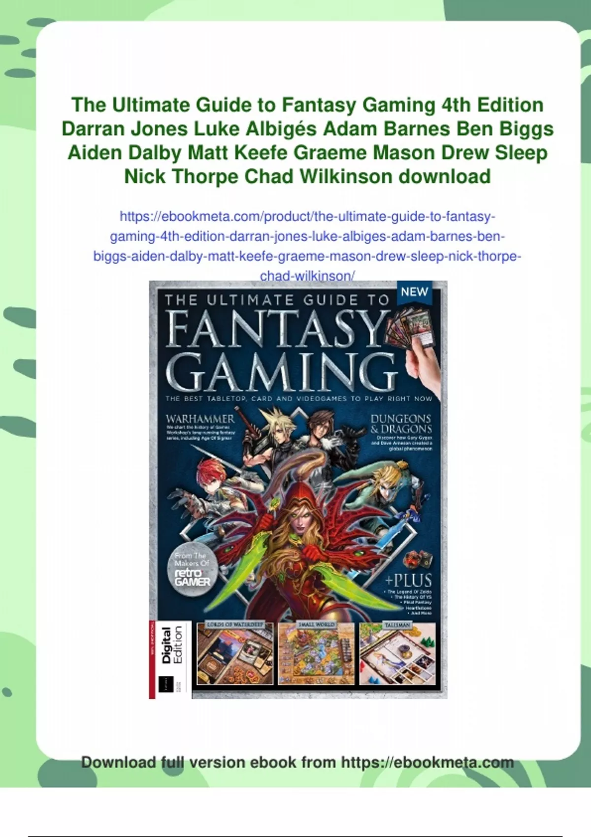 Summary The Ultimate Guide to Fantasy Gaming 4th Edition Darran Jones ...