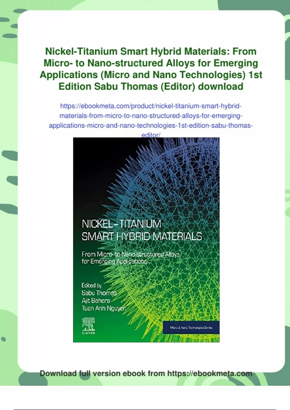 Summary Nickel-Titanium Smart Hybrid Materials: From Micro- to Nano ...