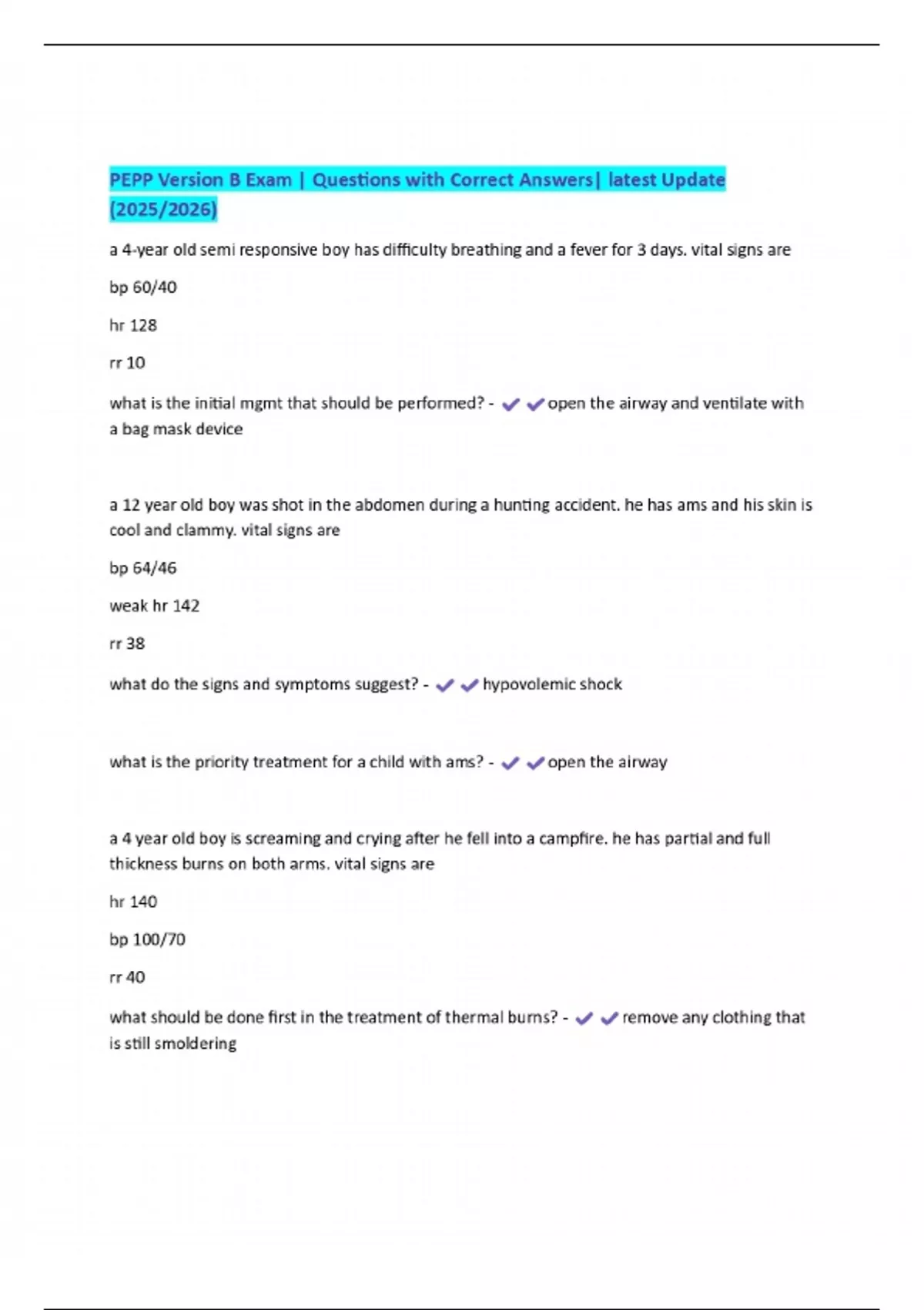 PEPP Version B Exam | Questions with Correct Answers| latest Update ...