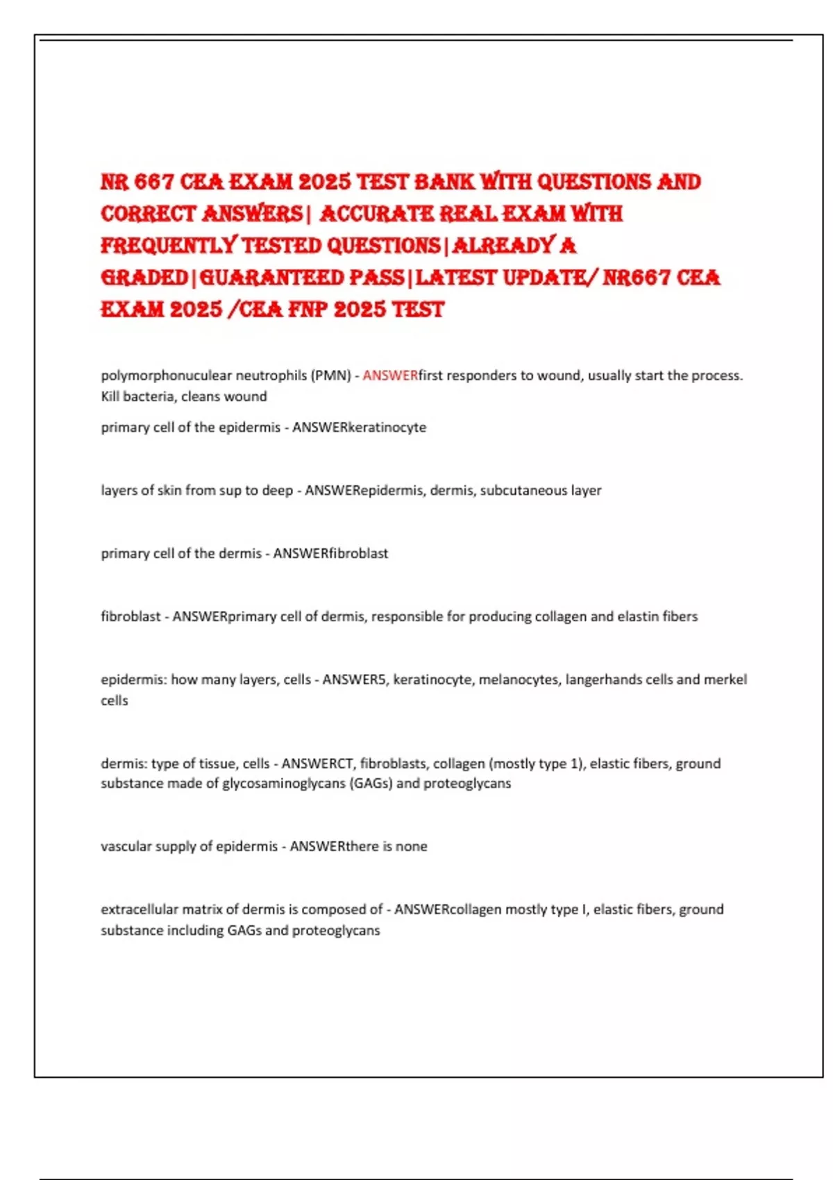 NR 667 CEA EXAM 2025 TEST BANK WITH QUESTIONS AND CORRECT ANSWERS ...