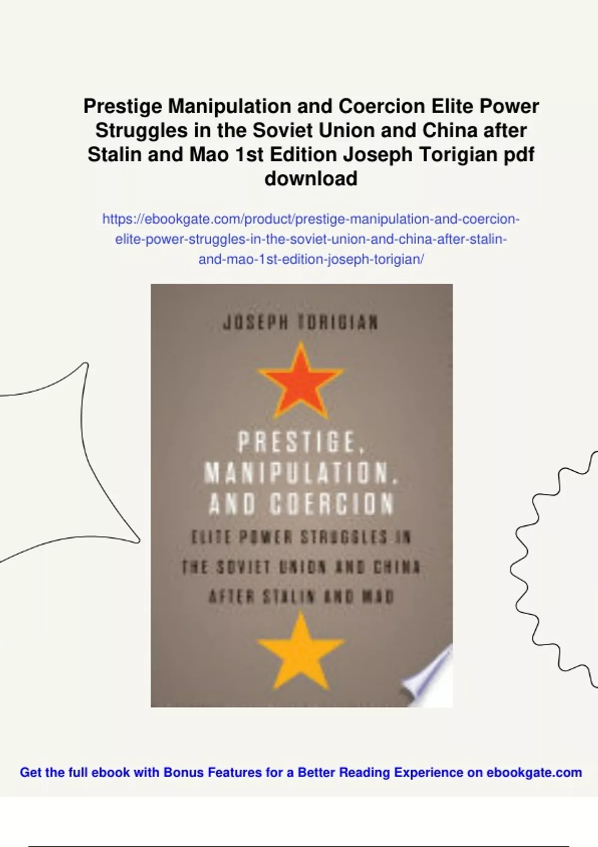 Summary Prestige Manipulation and Coercion Elite Power Struggles in the ...