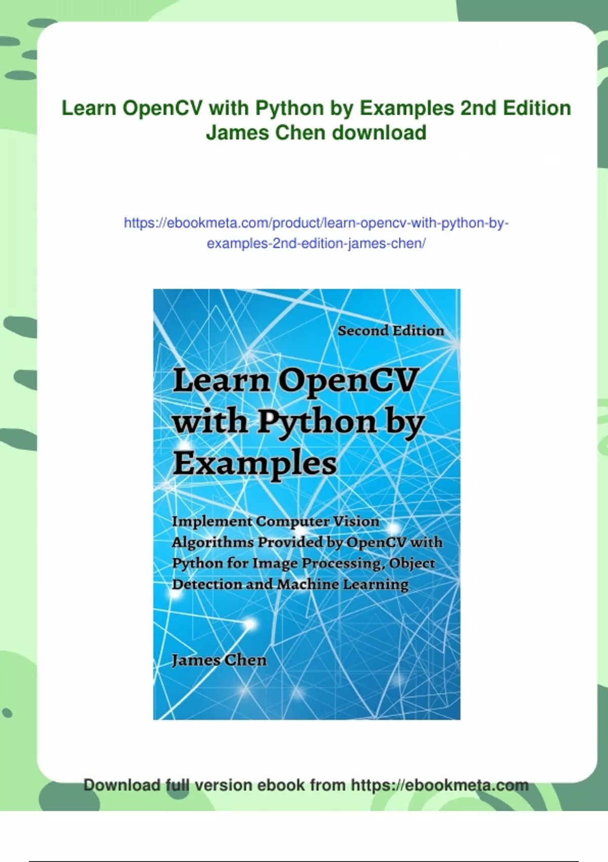 Summary Learn OpenCV with Python by Examples 2nd Edition James Chen - Instant Download ...