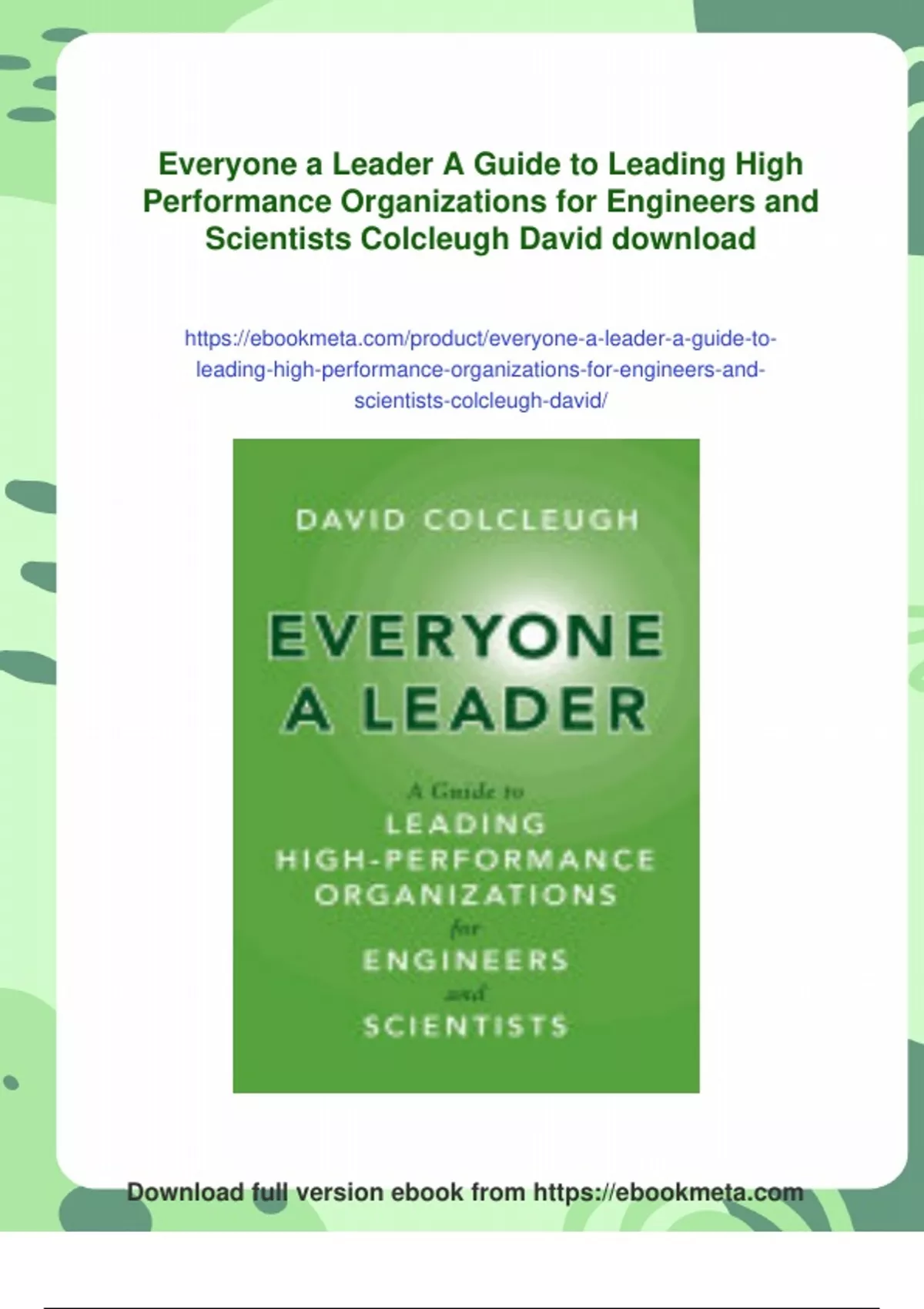 Summary Everyone a Leader A Guide to Leading High Performance ...