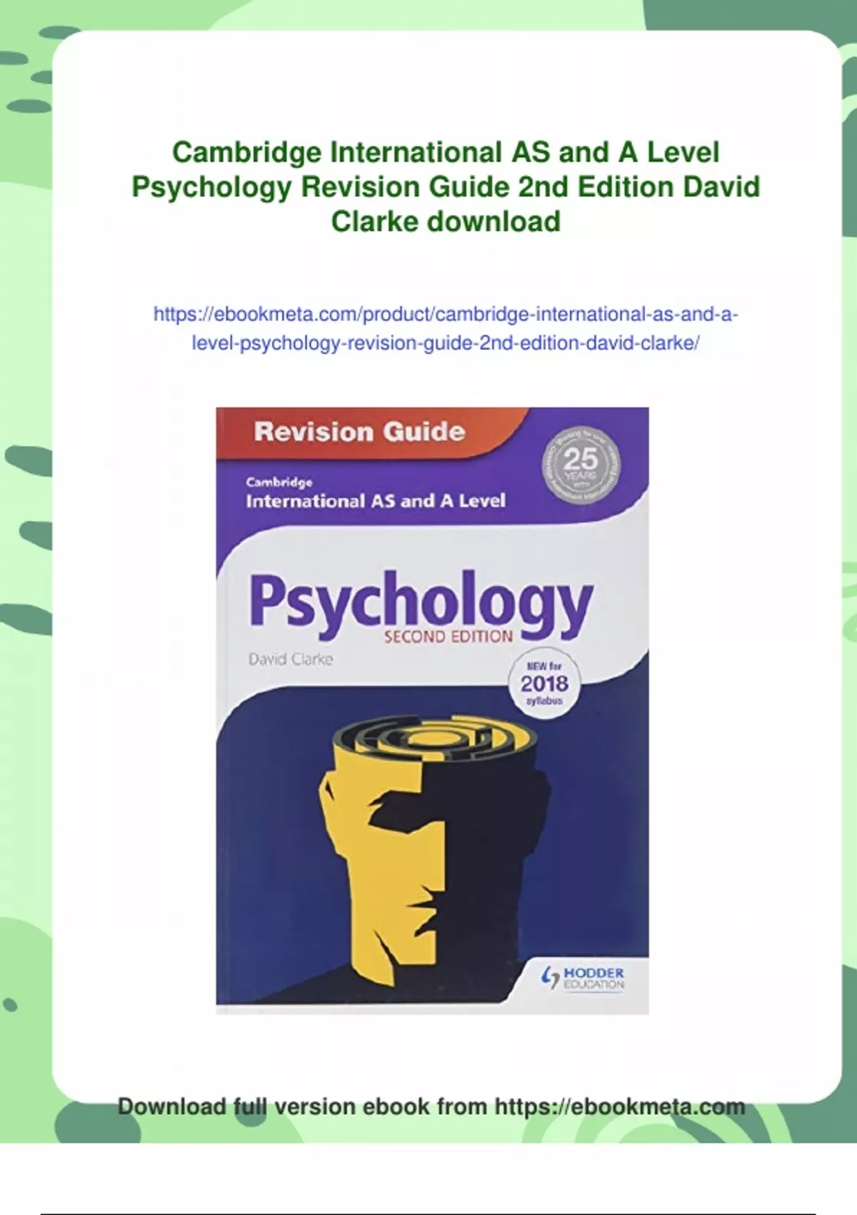 Summary Cambridge International AS and A Level Psychology Revision ...