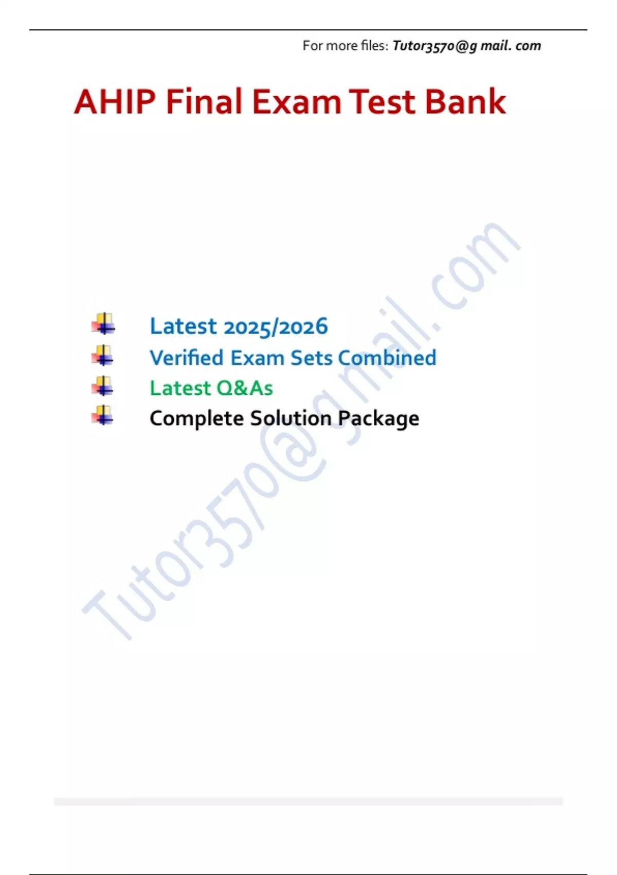 AHIP Final Exam 2025 - Ahip - Stuvia US