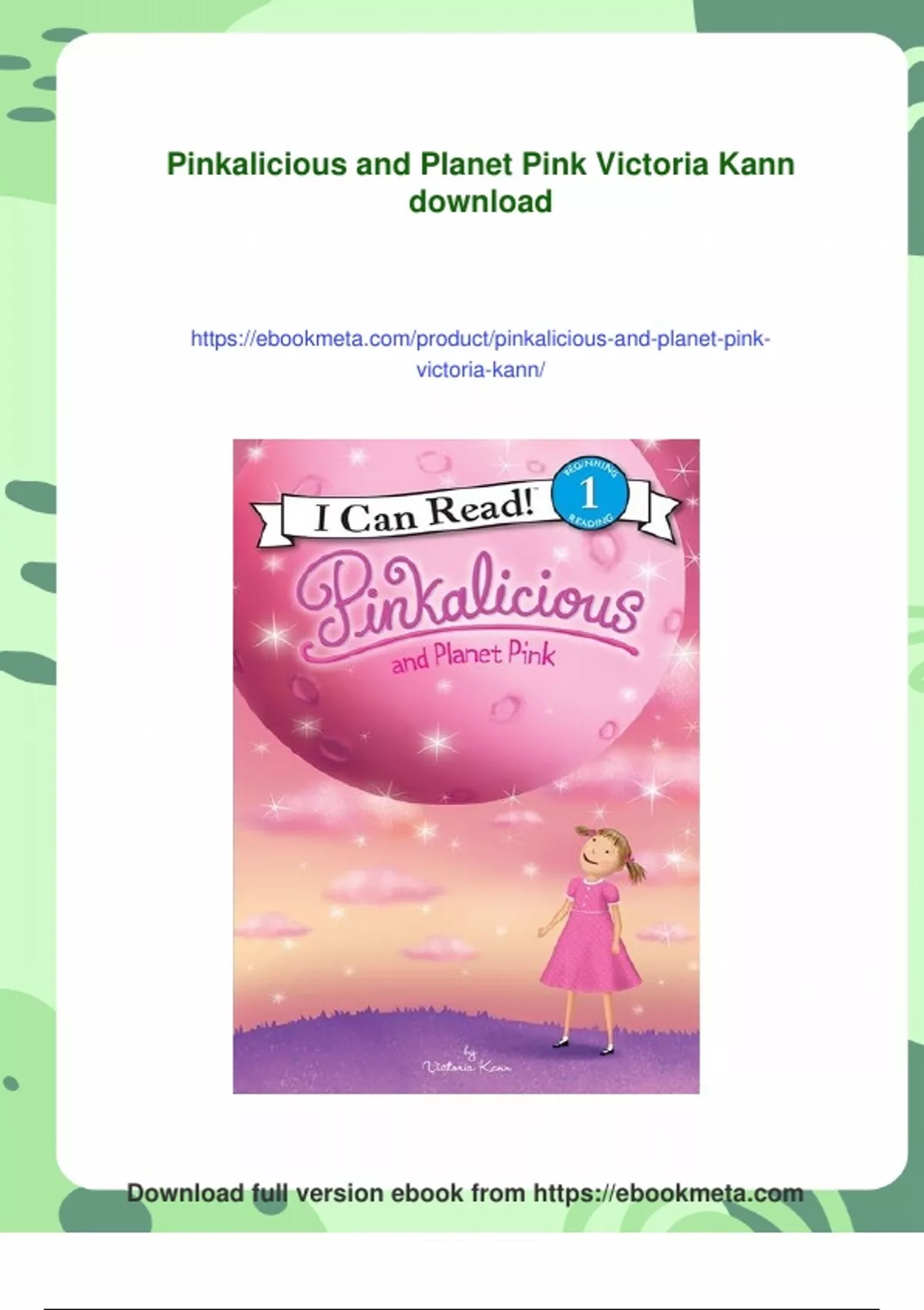 Summary Pinkalicious and Planet Pink Victoria Kann - Digital Download ...