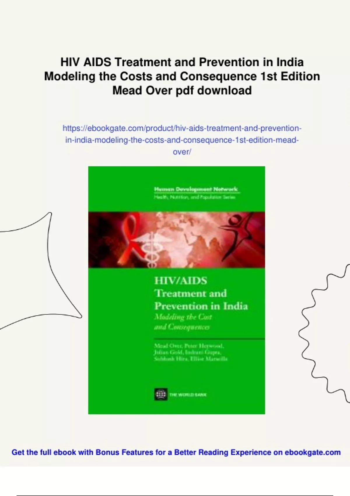 Summary HIV AIDS Treatment and Prevention in India Modeling the Costs ...