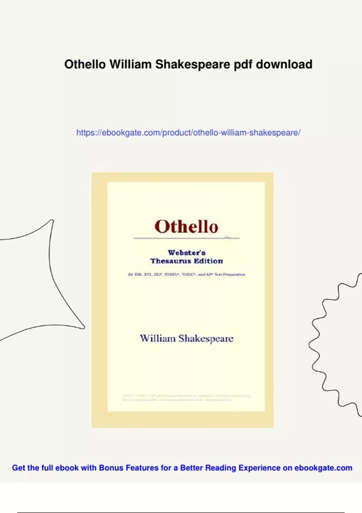 Summary Othello William Shakespeare - Digital Download - Ebookname ...