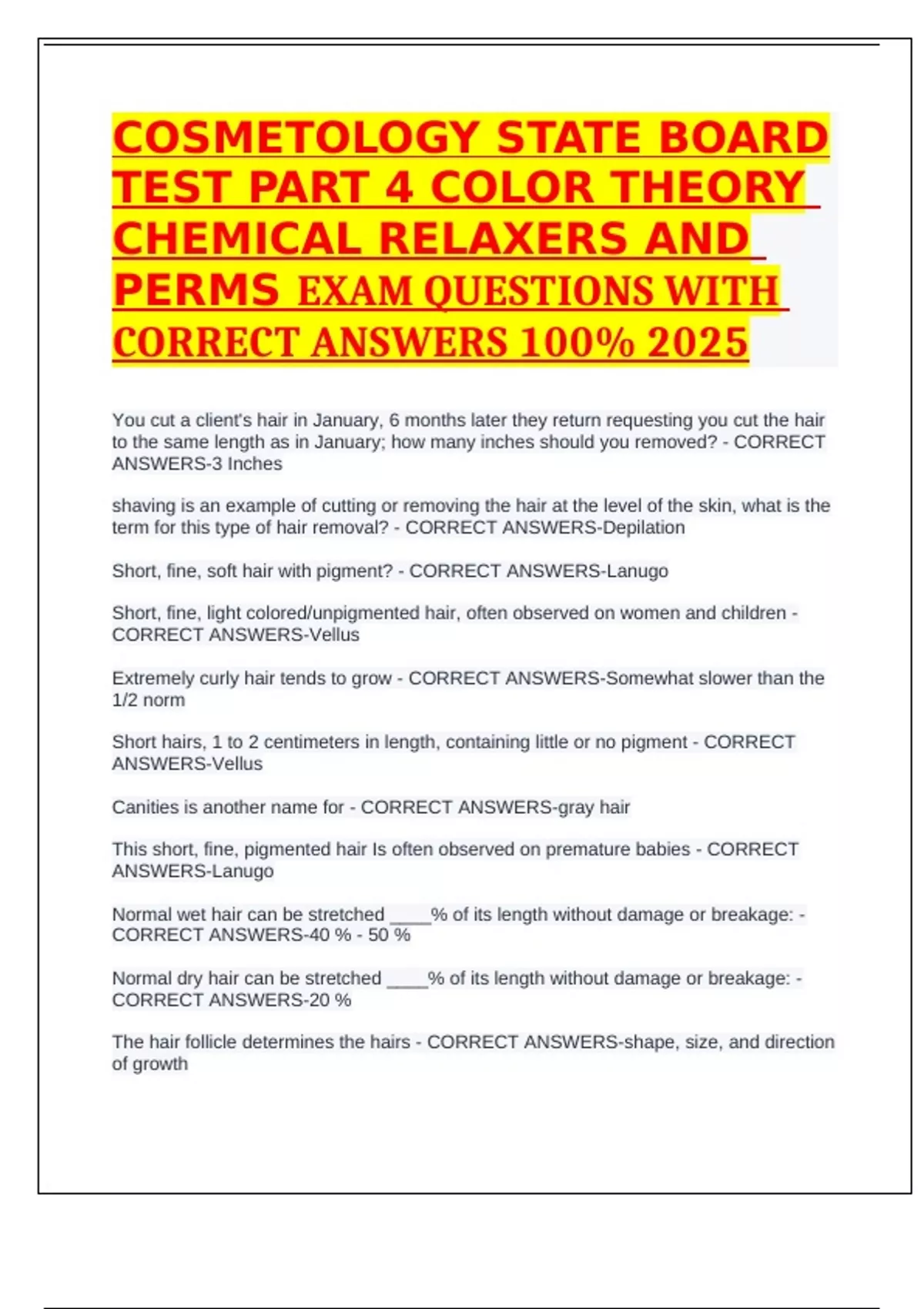 Cosmetology State Board Test Part 4 Color Theory Chemical Relaxers And ...