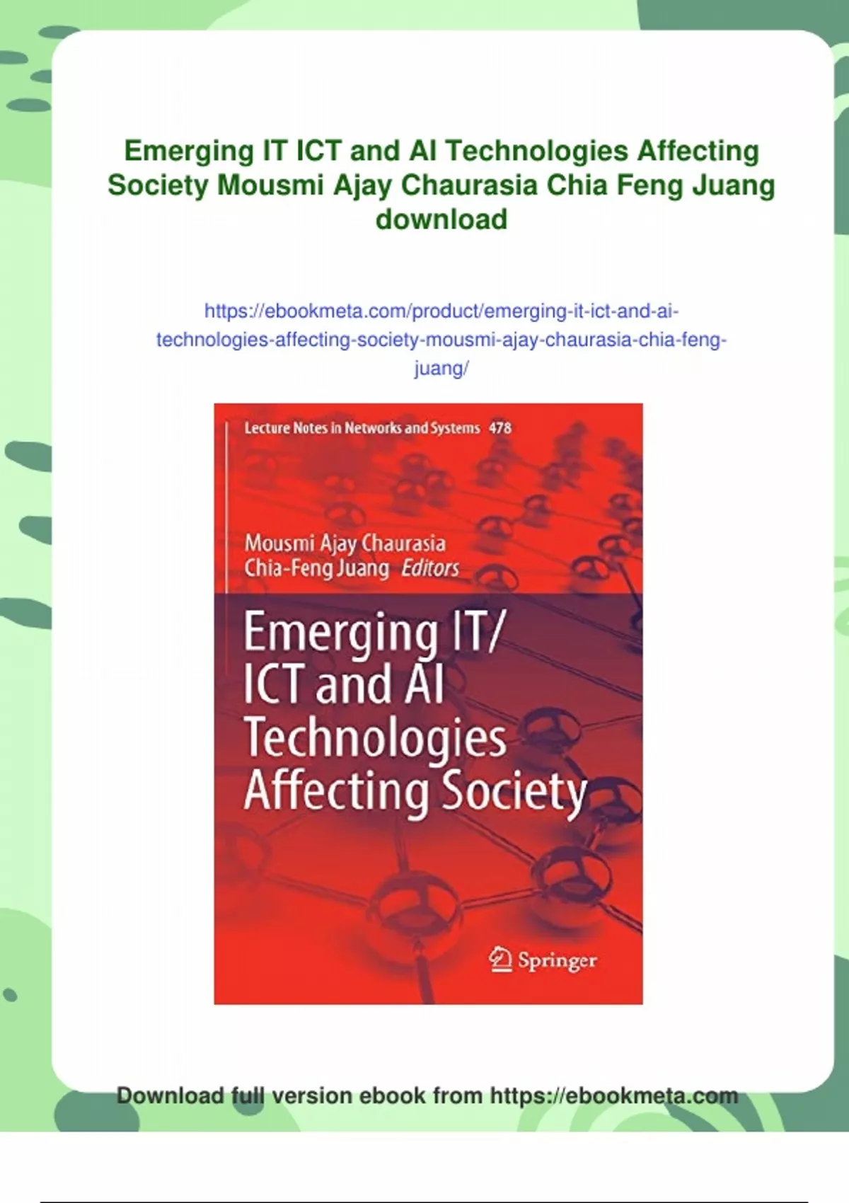 Summary Emerging IT ICT and AI Technologies Affecting Society Mousmi ...