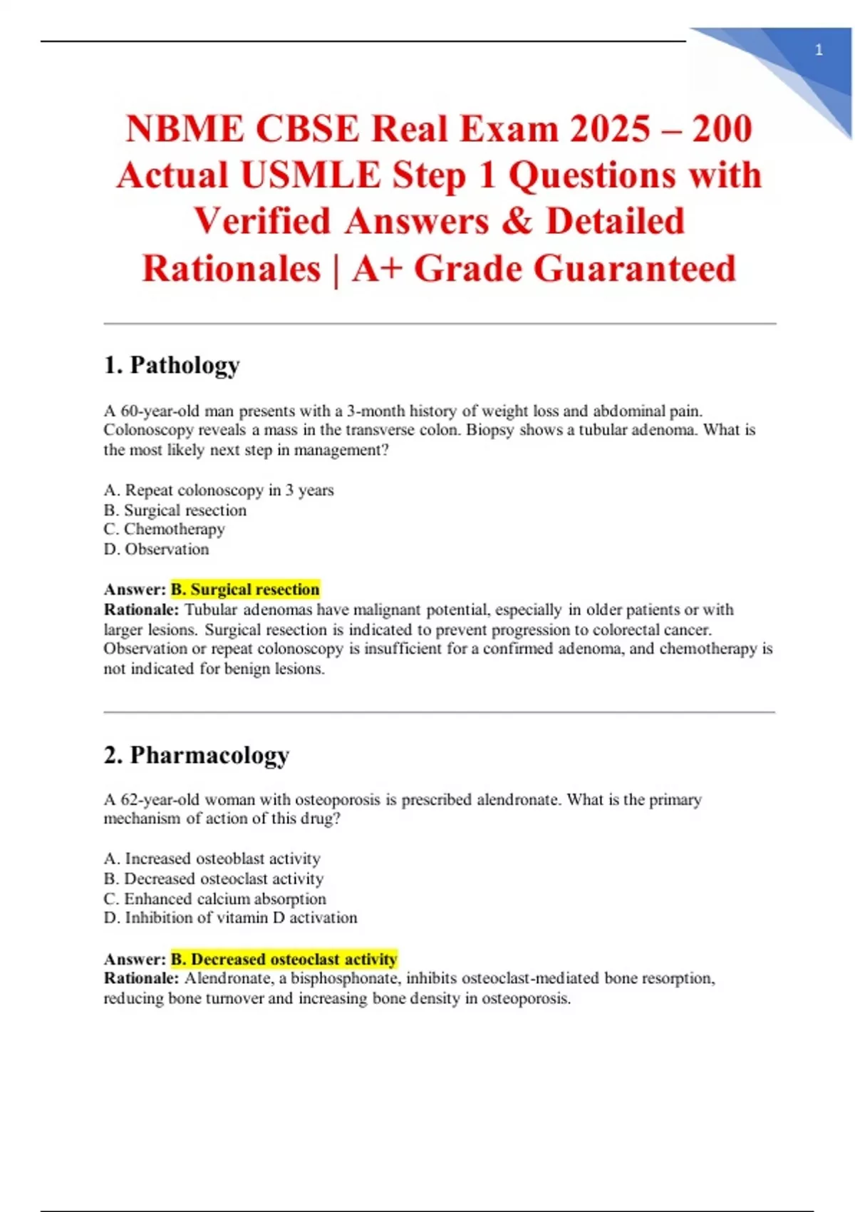 NBME CBSE Real Exam 2025 – 200 Actual USMLE Step 1 Questions with ...