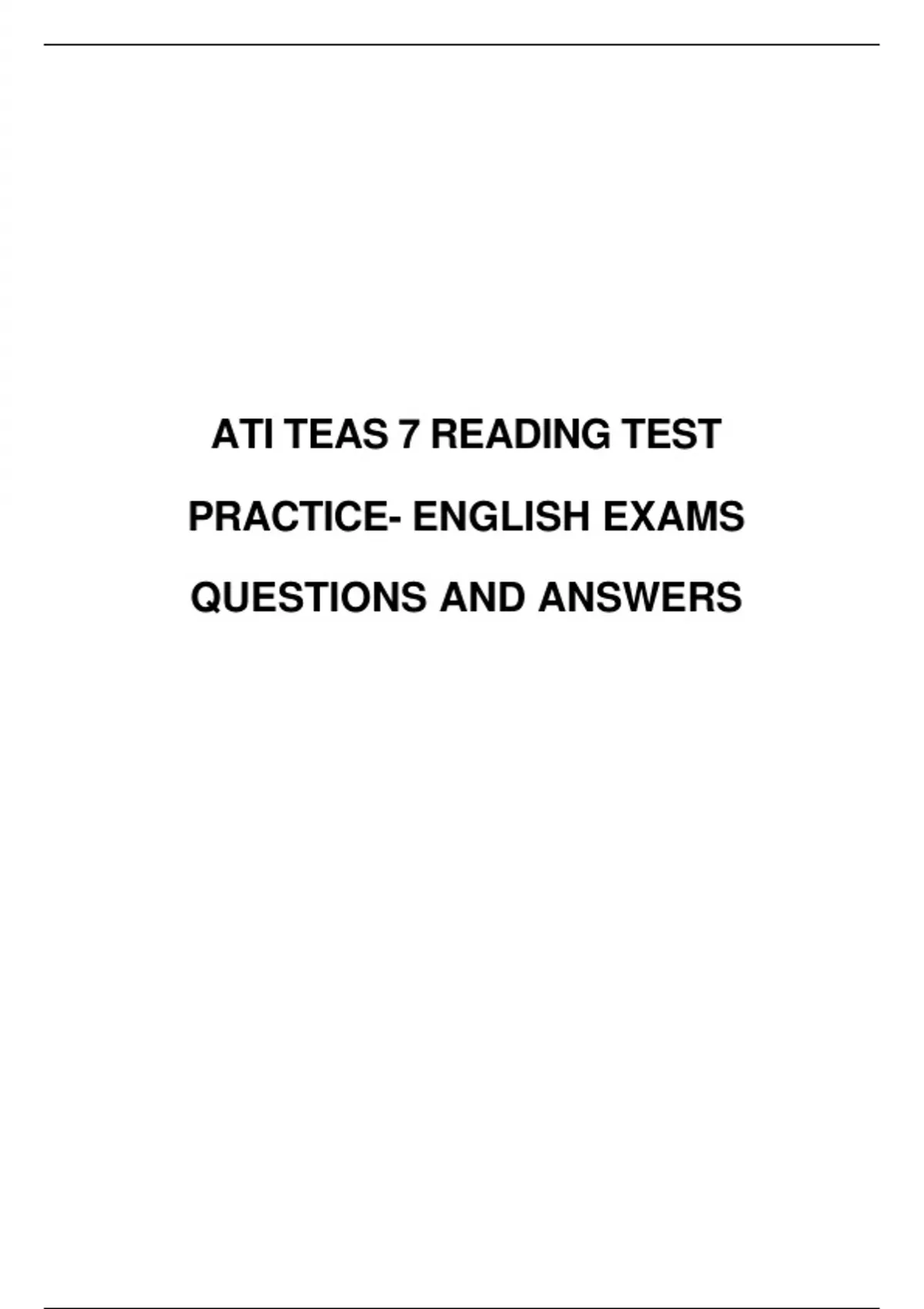 ATI TEAS 7 Reading & English Practice Test | Verified Questions ...