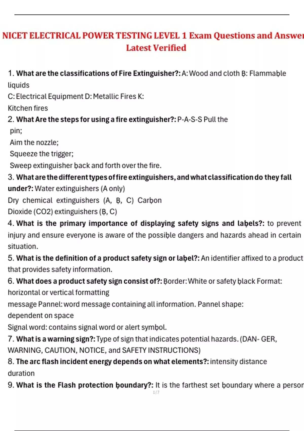 NICET Electrical Power Testing Level 1 – Exam Questions and Verified ...