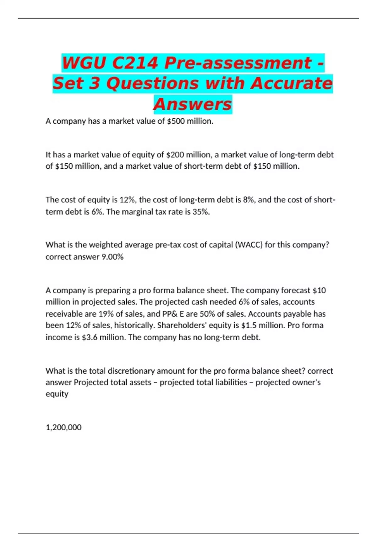 WGU C214 Pre-assessment - Set 3 Questions with Accurate Answers ...