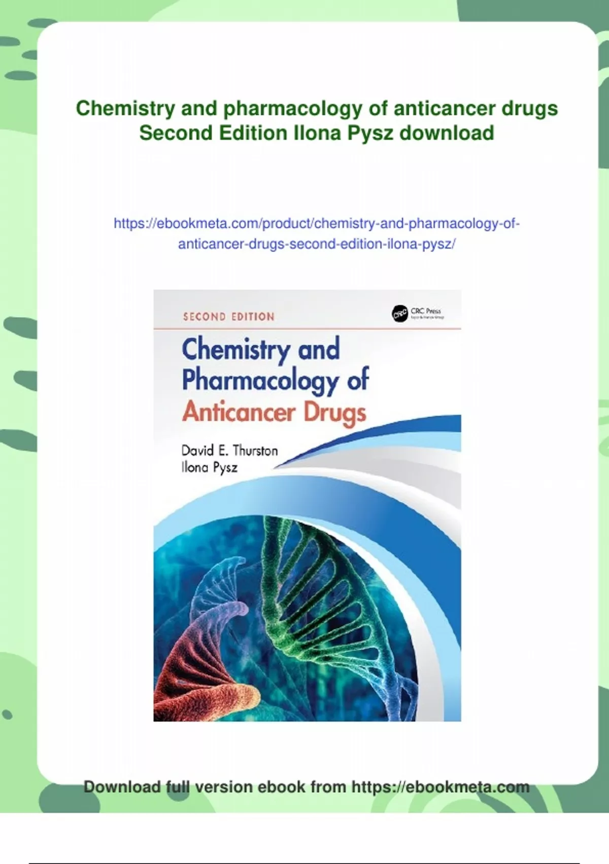 Summary Chemistry and pharmacology of anticancer drugs Second Edition Ilona Pysz - Instant ...