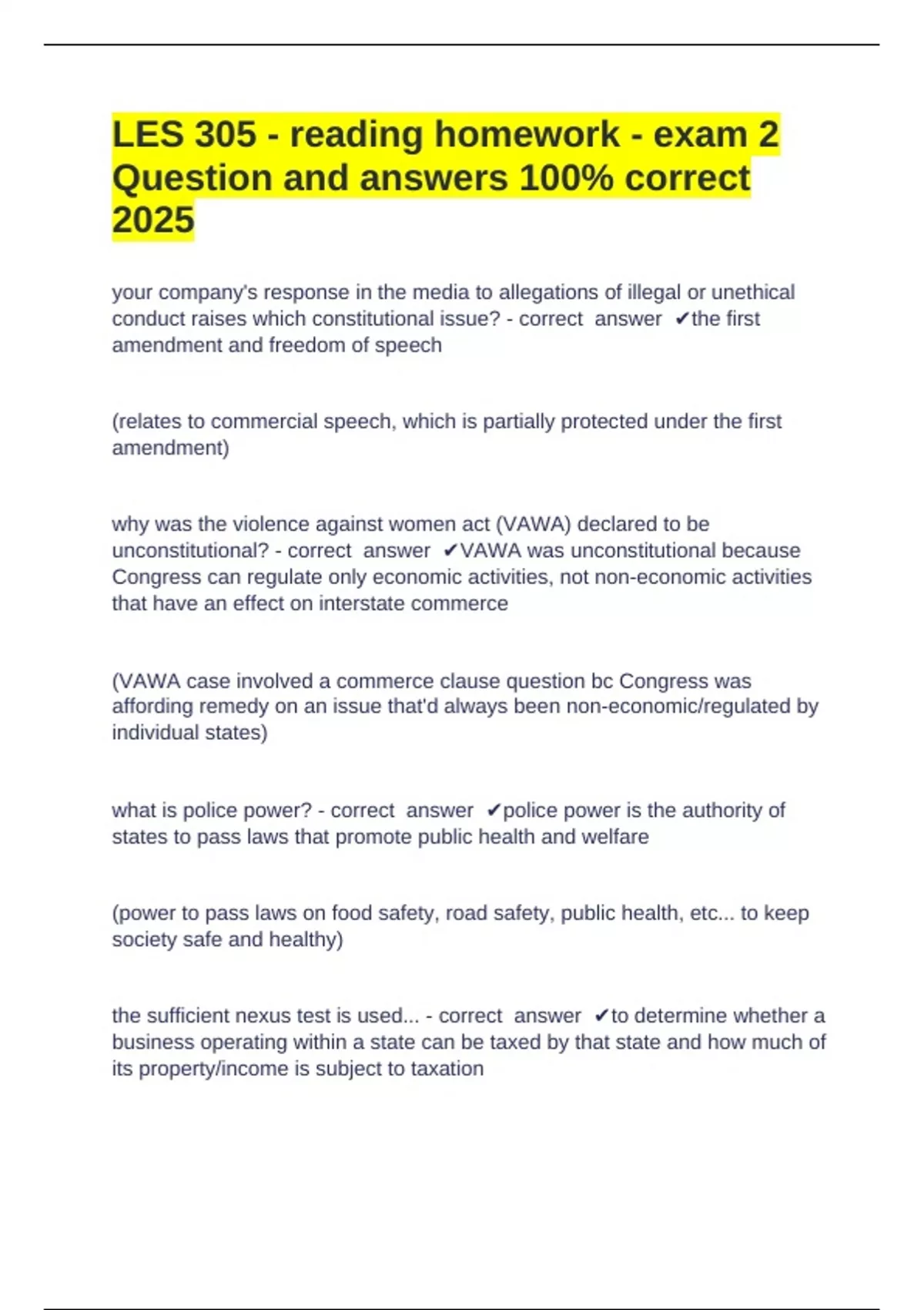 LES 305 - reading homework - Arizona State University -LES 305 ...