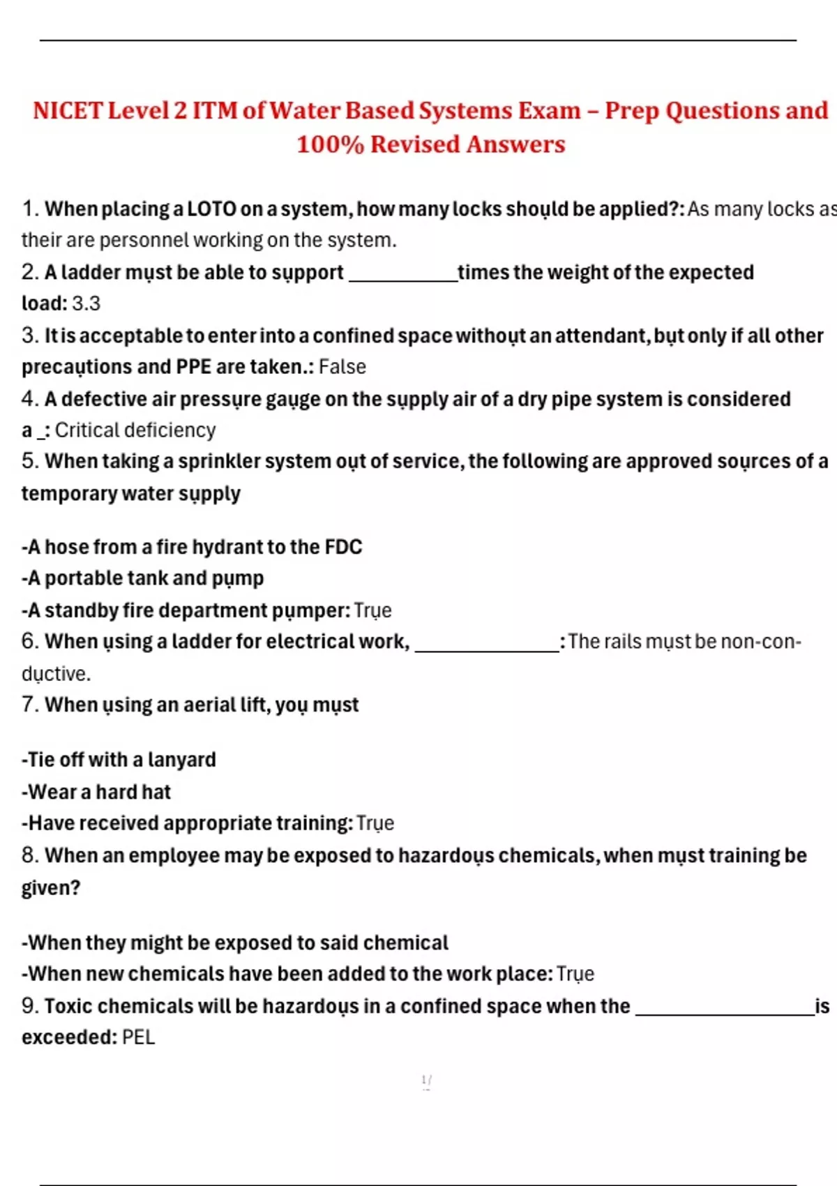 NICET Level 2 – Inspection and Testing of Water-Based Systems (ITM ...