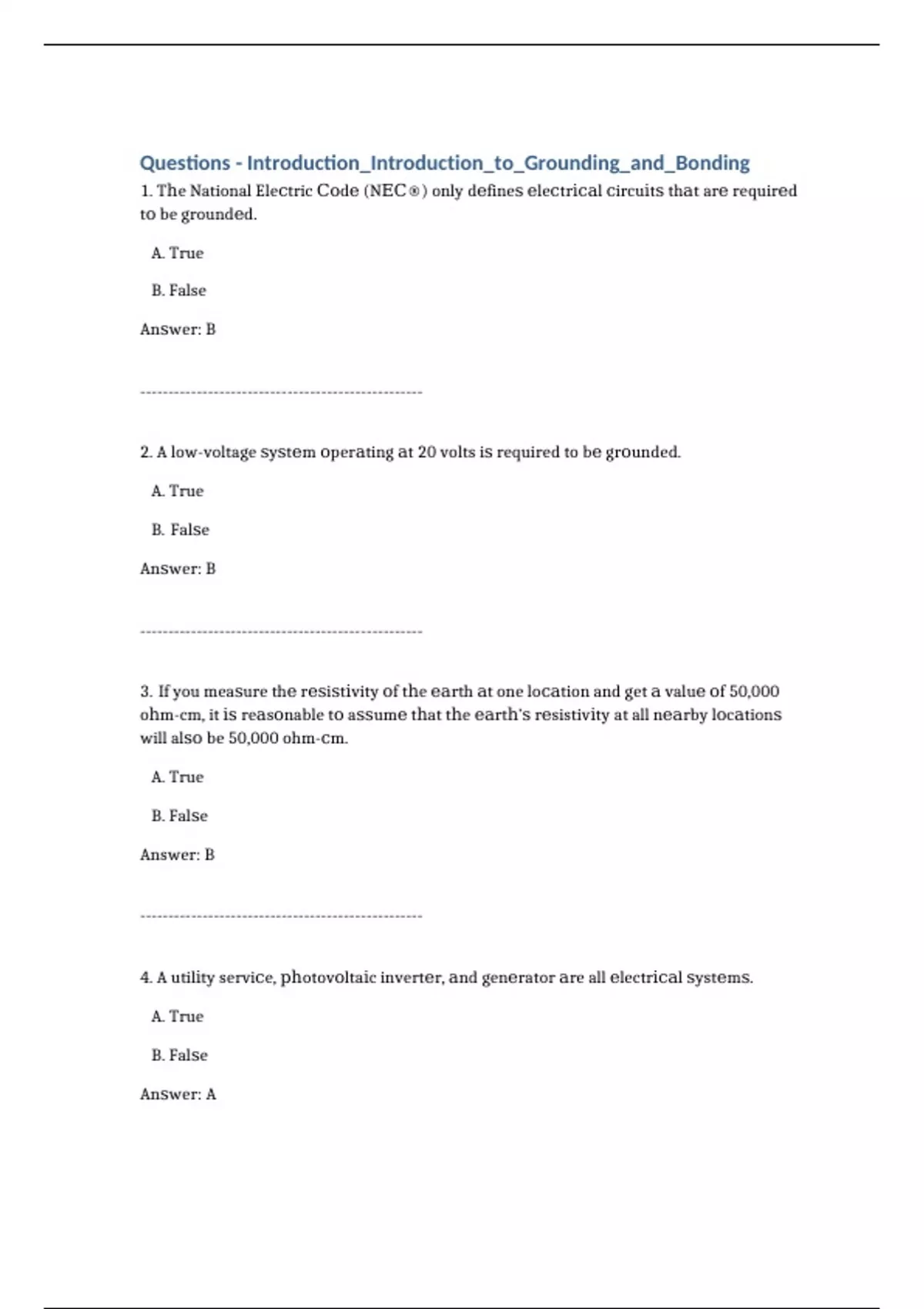 test bank, practice questions: Plumbing 101 ,PHCC Educational ...