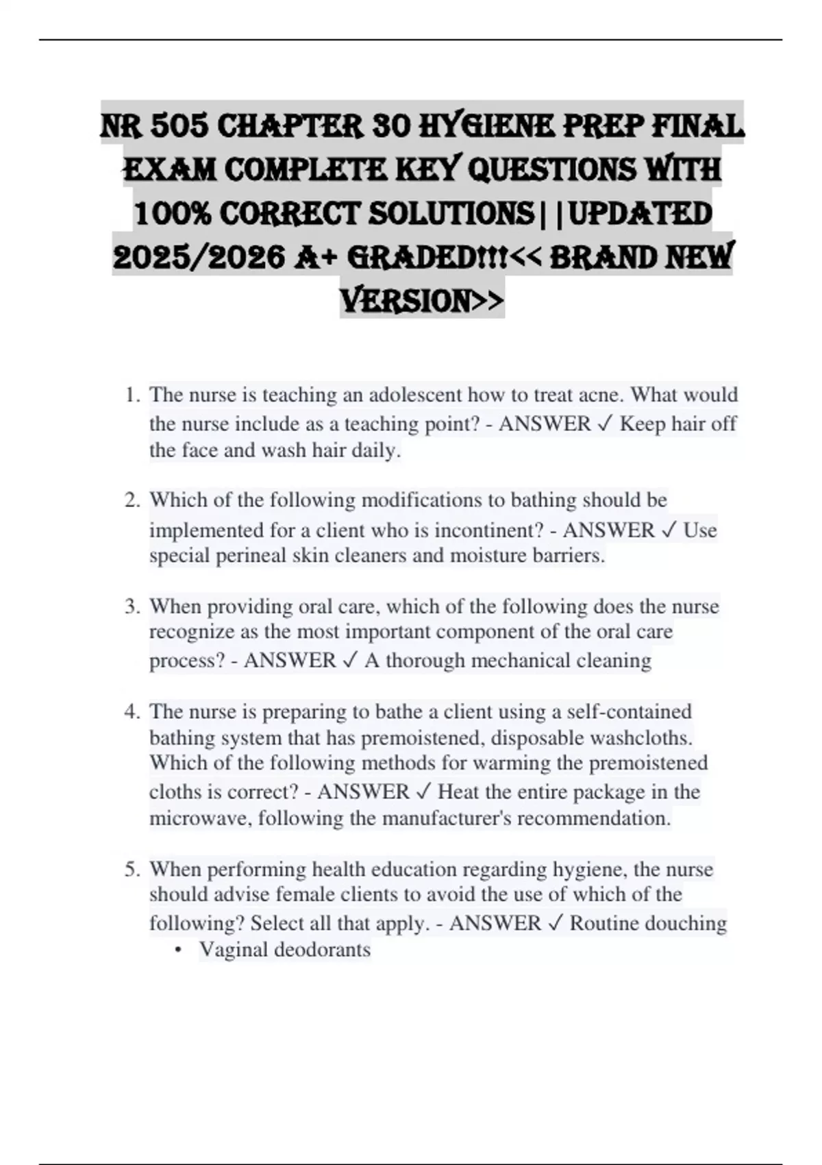 BUNDLE FOR NR 505 Nursing Leadership Ch 20, 27, 30, 47, 51 Complete Key ...