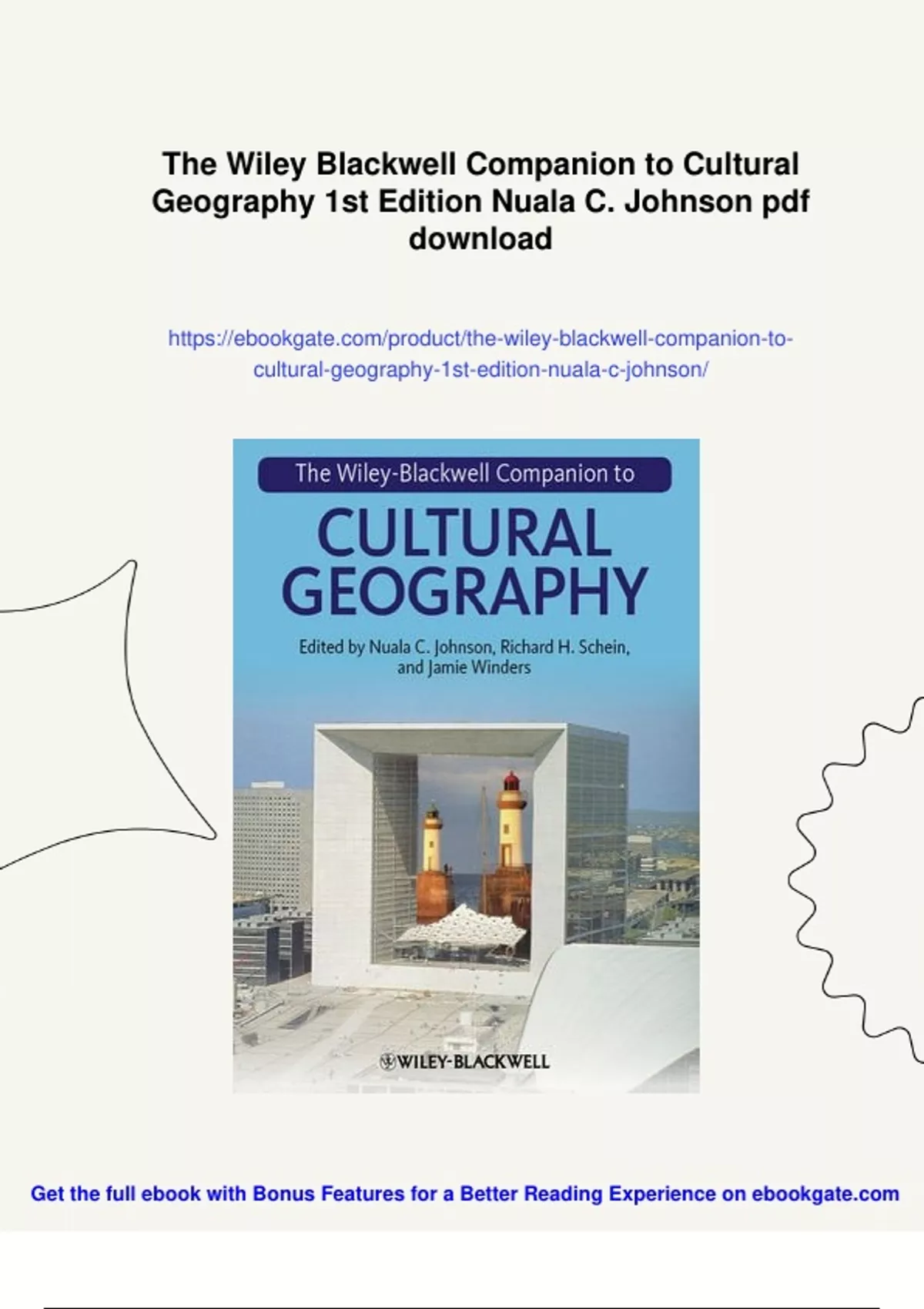 Summary The Wiley Blackwell Companion to Cultural Geography 1st Edition ...