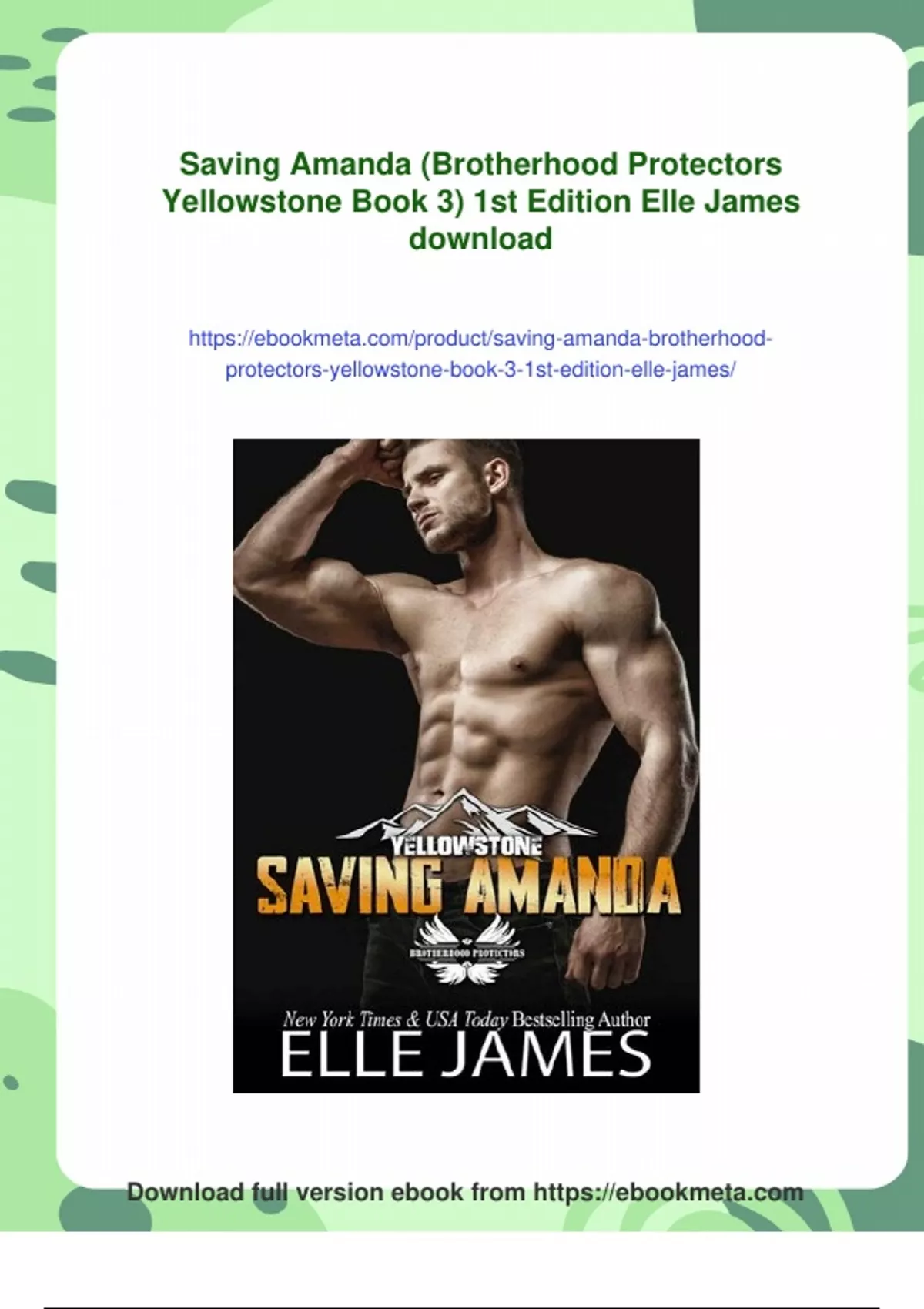 Summary Saving Amanda (Brotherhood Protectors Yellowstone Book 3) 1st ...