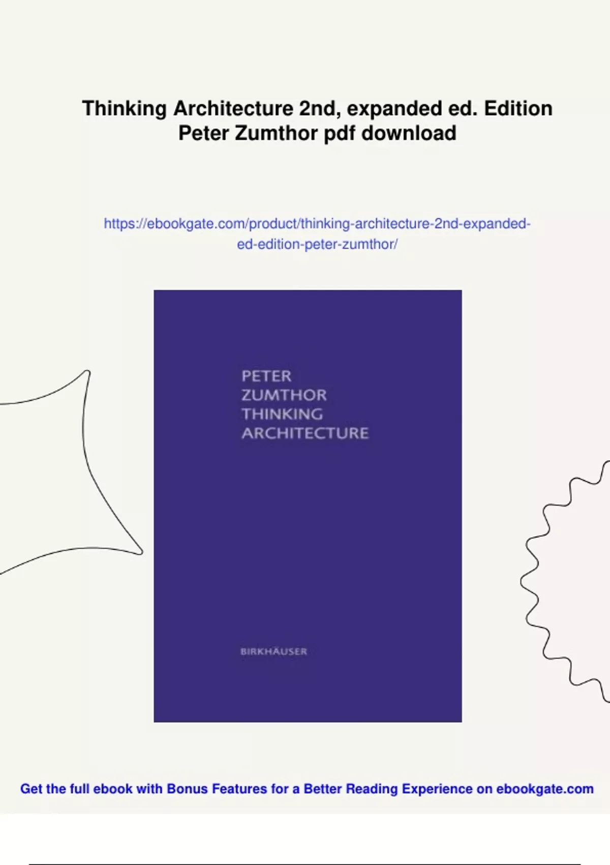 Summary Thinking Architecture 2nd, expanded ed. Edition Peter Zumthor - Instant Download ...
