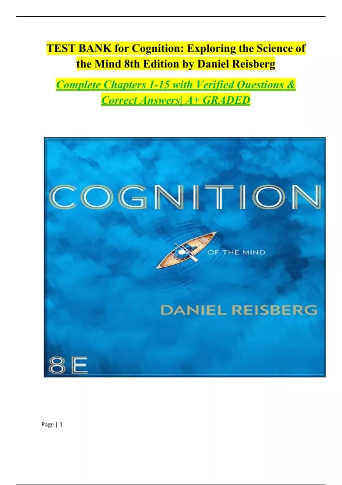 Cognition: Exploring the Science of the Mind – 8th Edition (Daniel ...