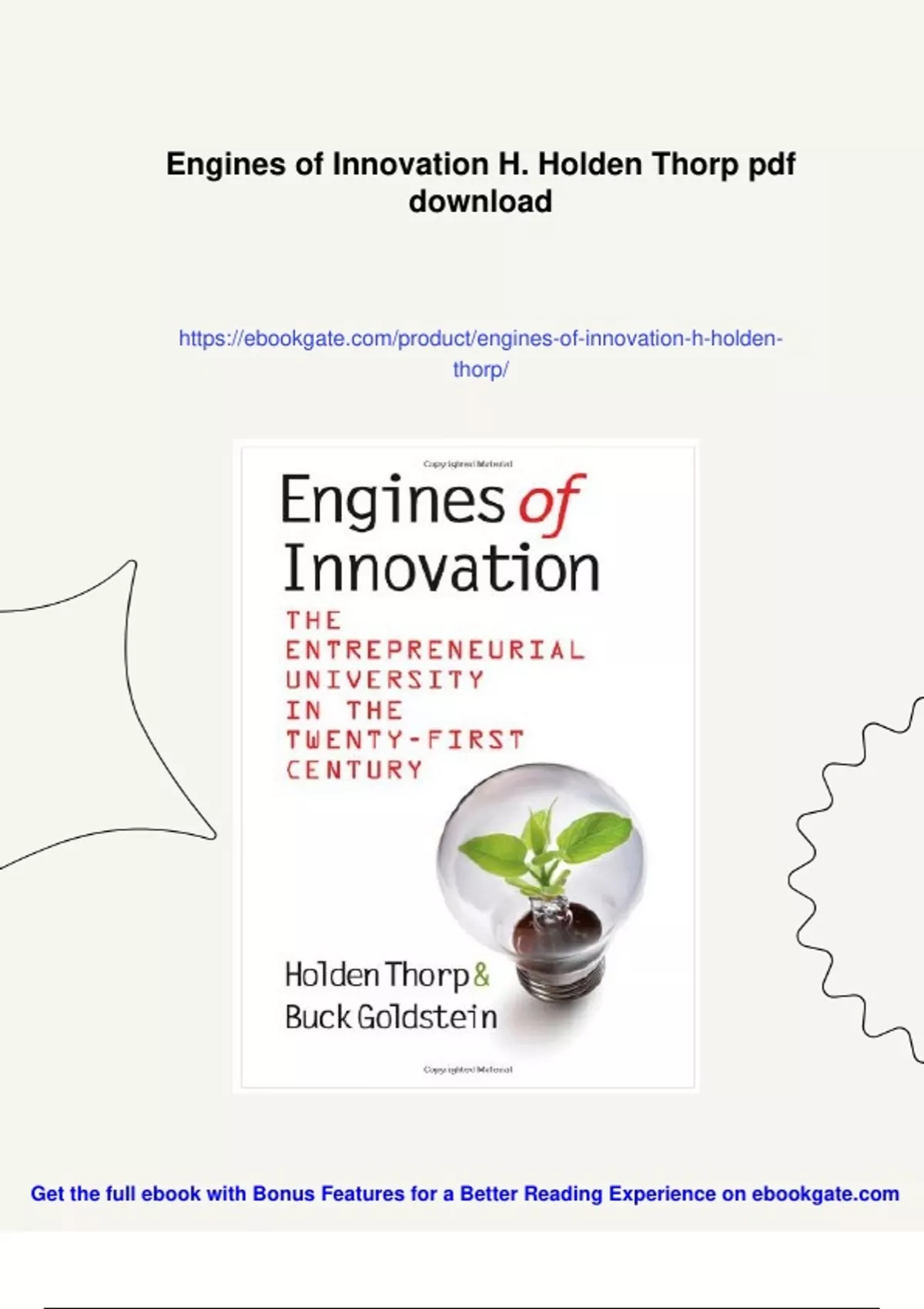 Summary Engines of Innovation H. Holden Thorp - Digital Download - Ebookname - Stuvia US