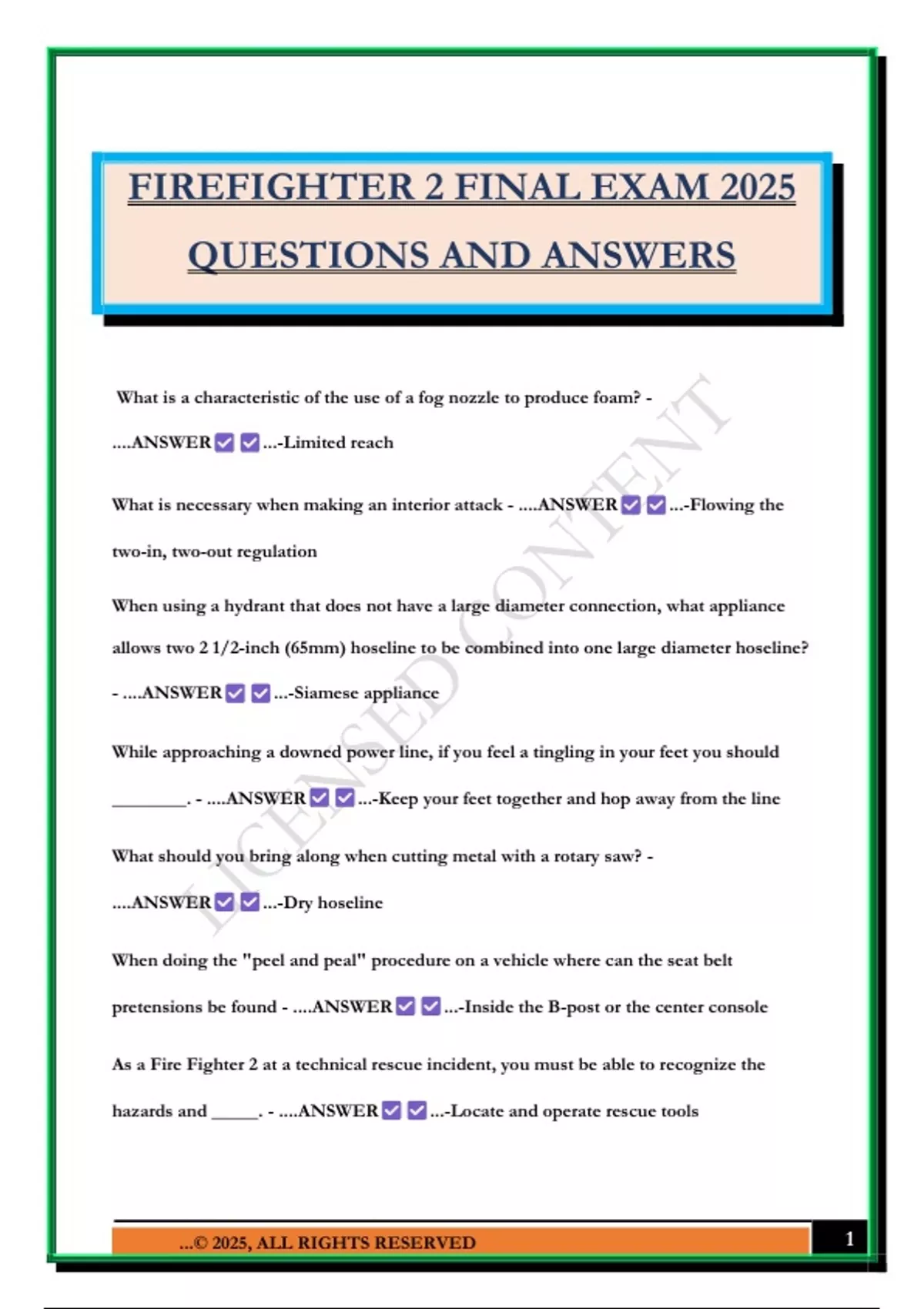 Firefighter Bundled Exams 2025 (Questions and Answers) - Stuvia US