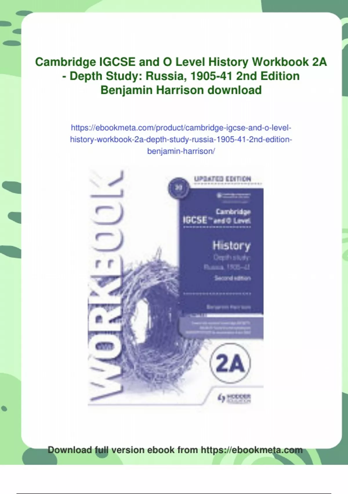 Summary Cambridge IGCSE and O Level History Workbook 2A - Depth Study: Russia, 1905-41 2nd ...