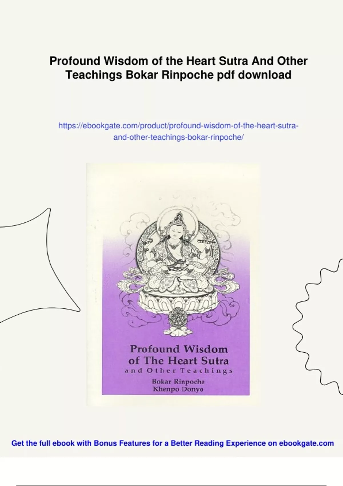 Summary Profound Wisdom of the Heart Sutra And Other Teachings Bokar ...