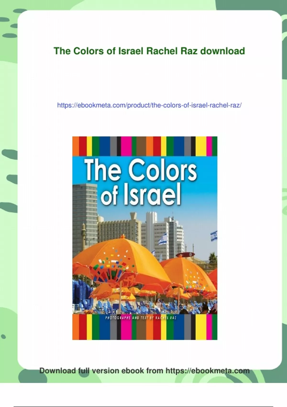 Summary The Colors of Israel Rachel Raz - Digital Download - Ebookmeta ...
